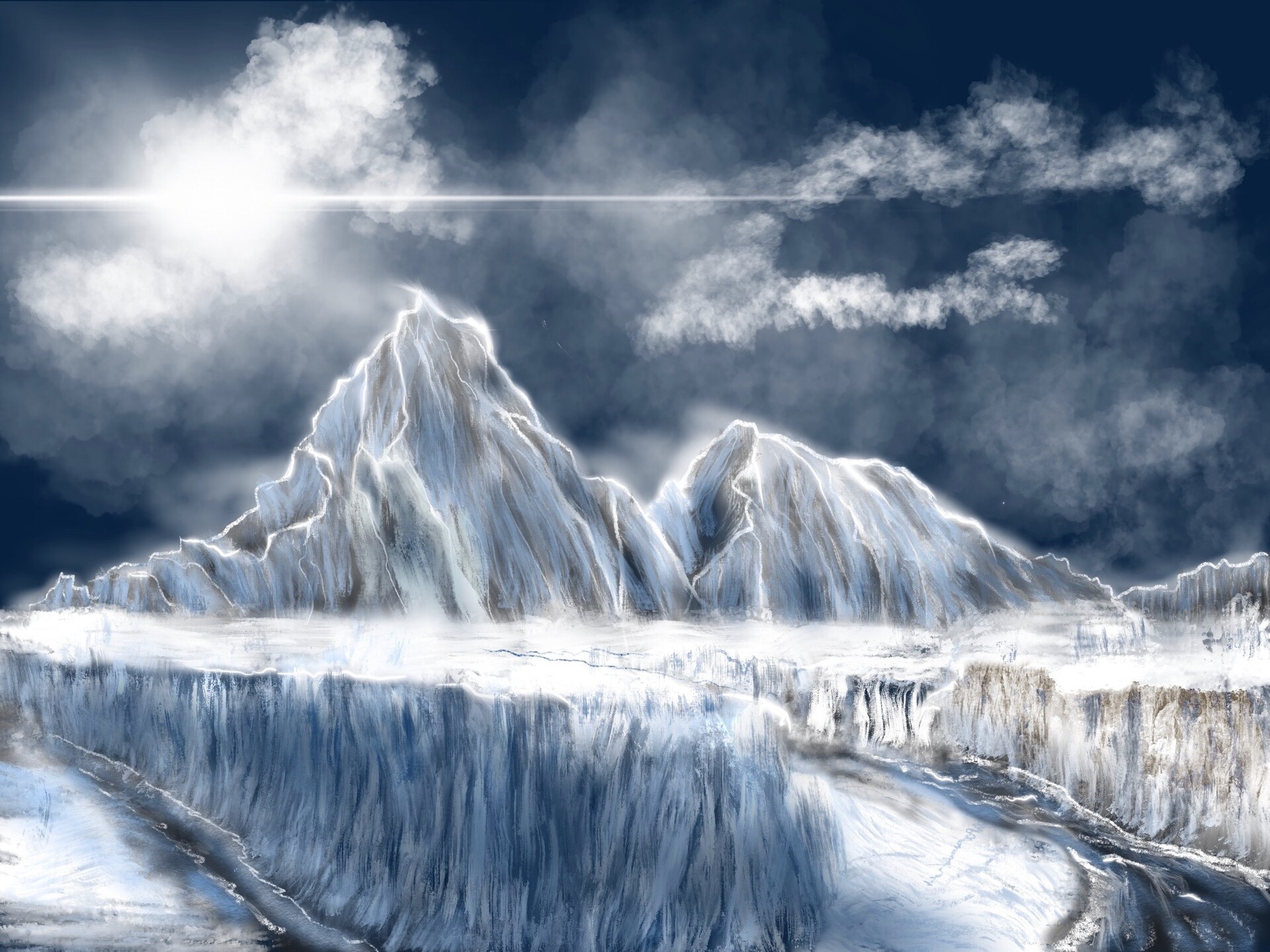 ArtStation - Icy Moon under The Sun at Midnight