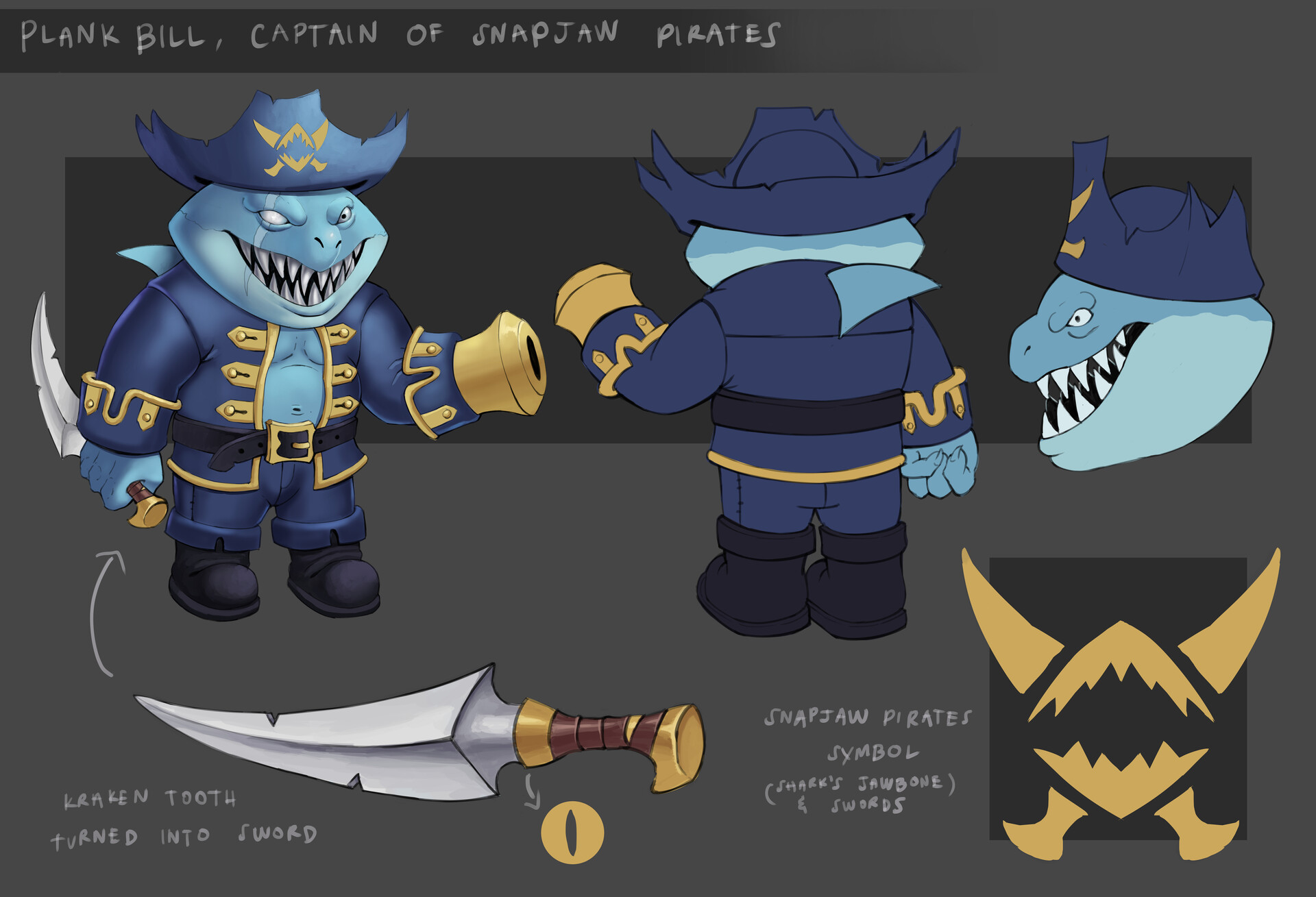 ArtStation - Character Design Sheet for Plank Bill, Captain of Snapjaw ...