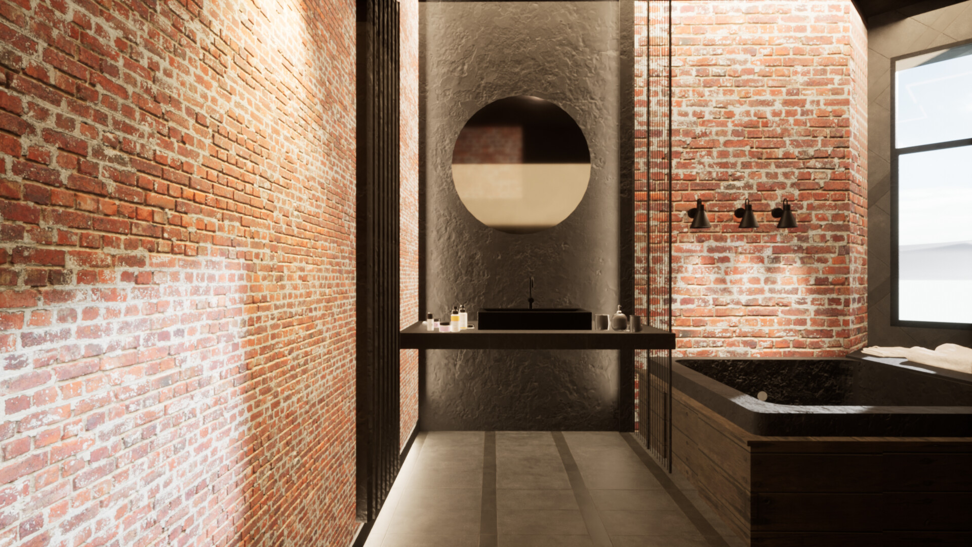 ArtStation - Tenement Industrial Interior Style - Bathroom