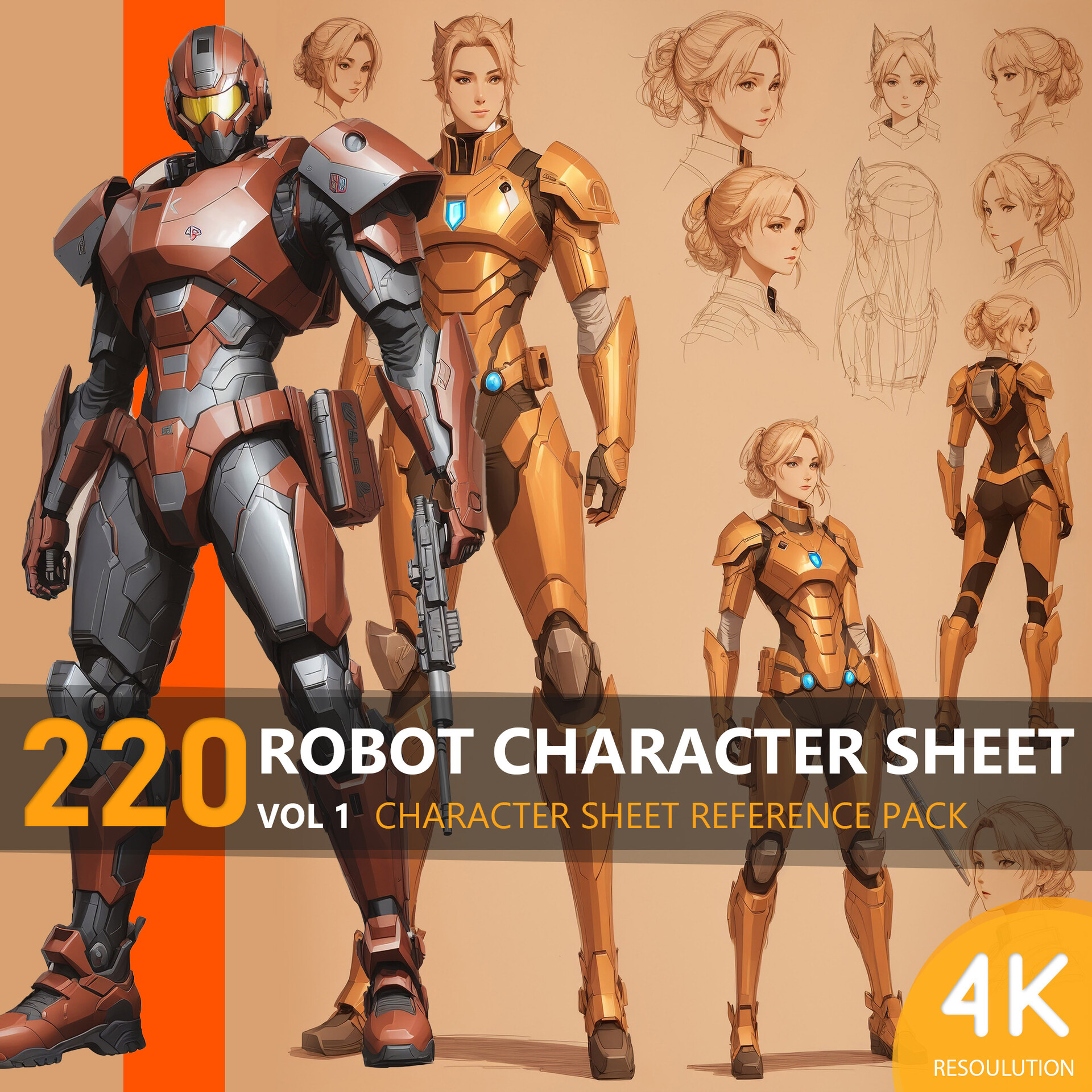 ArtStation - Robot Character Sheet VOL1-4K|Character Sheet Reference Pack