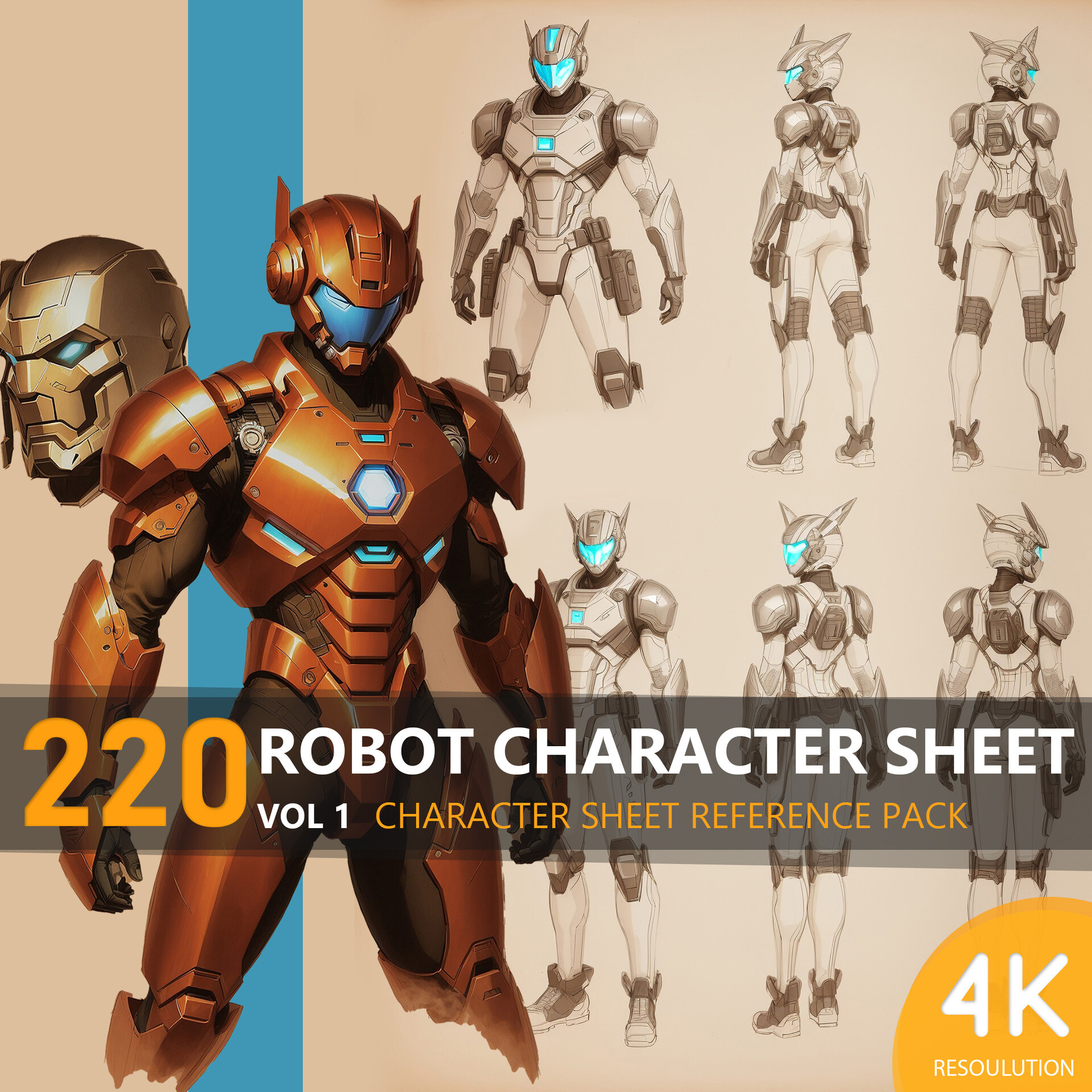 ArtStation - Robot Character Sheet VOL1-4K|Character Sheet Reference Pack