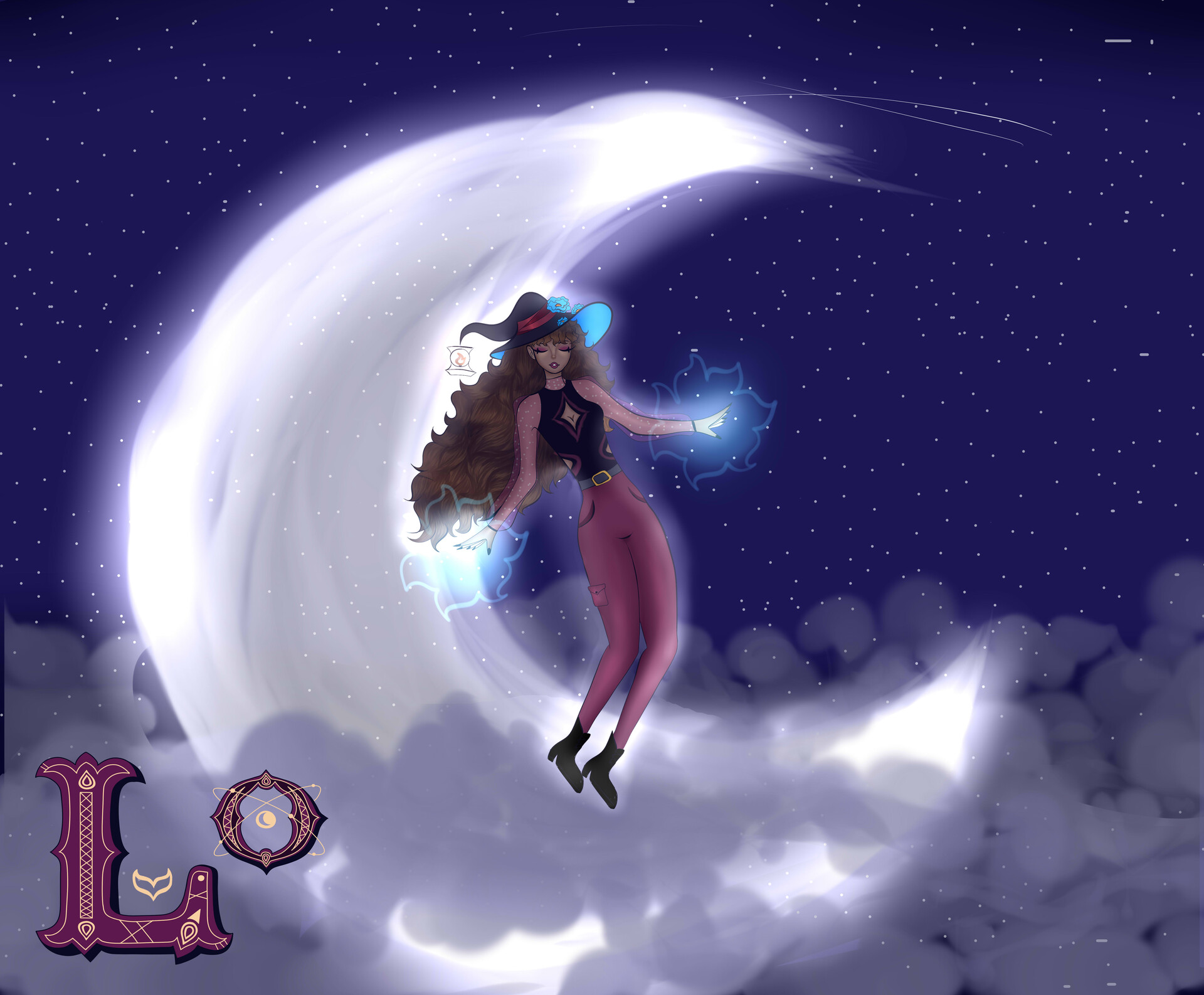 ArtStation - witch flying to the moon