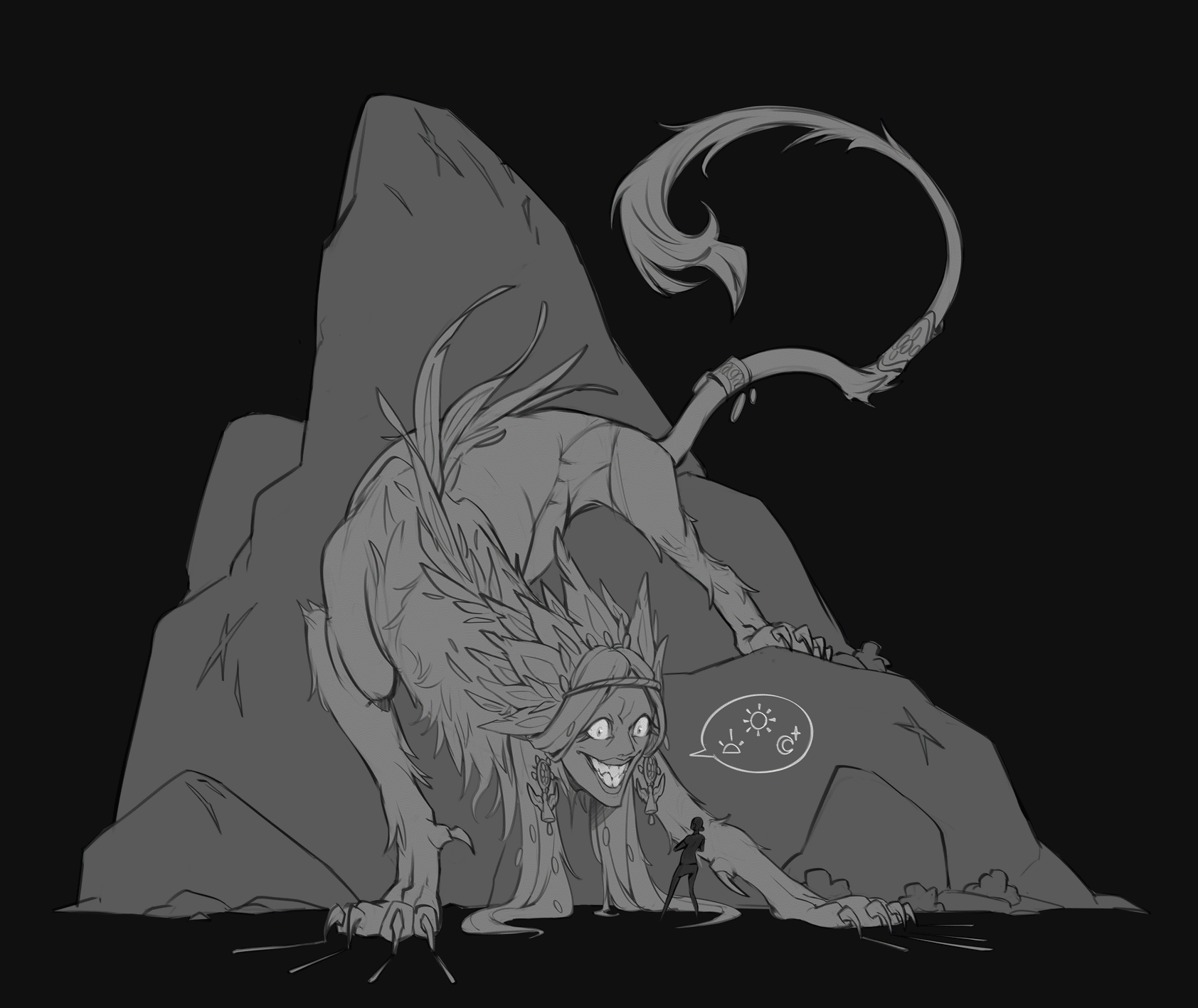 sphinx creature drawing