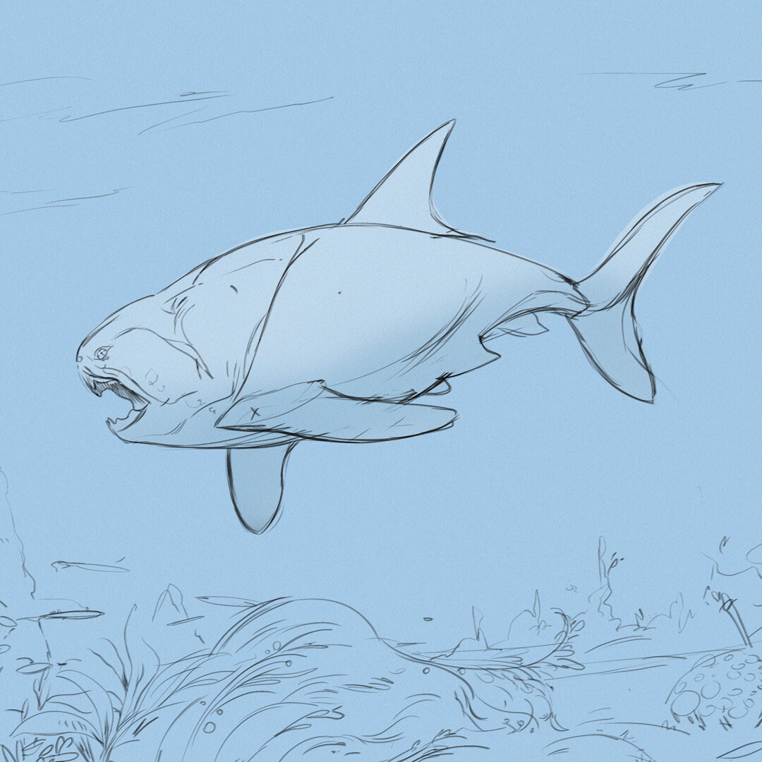 dunkleosteus drawing easy