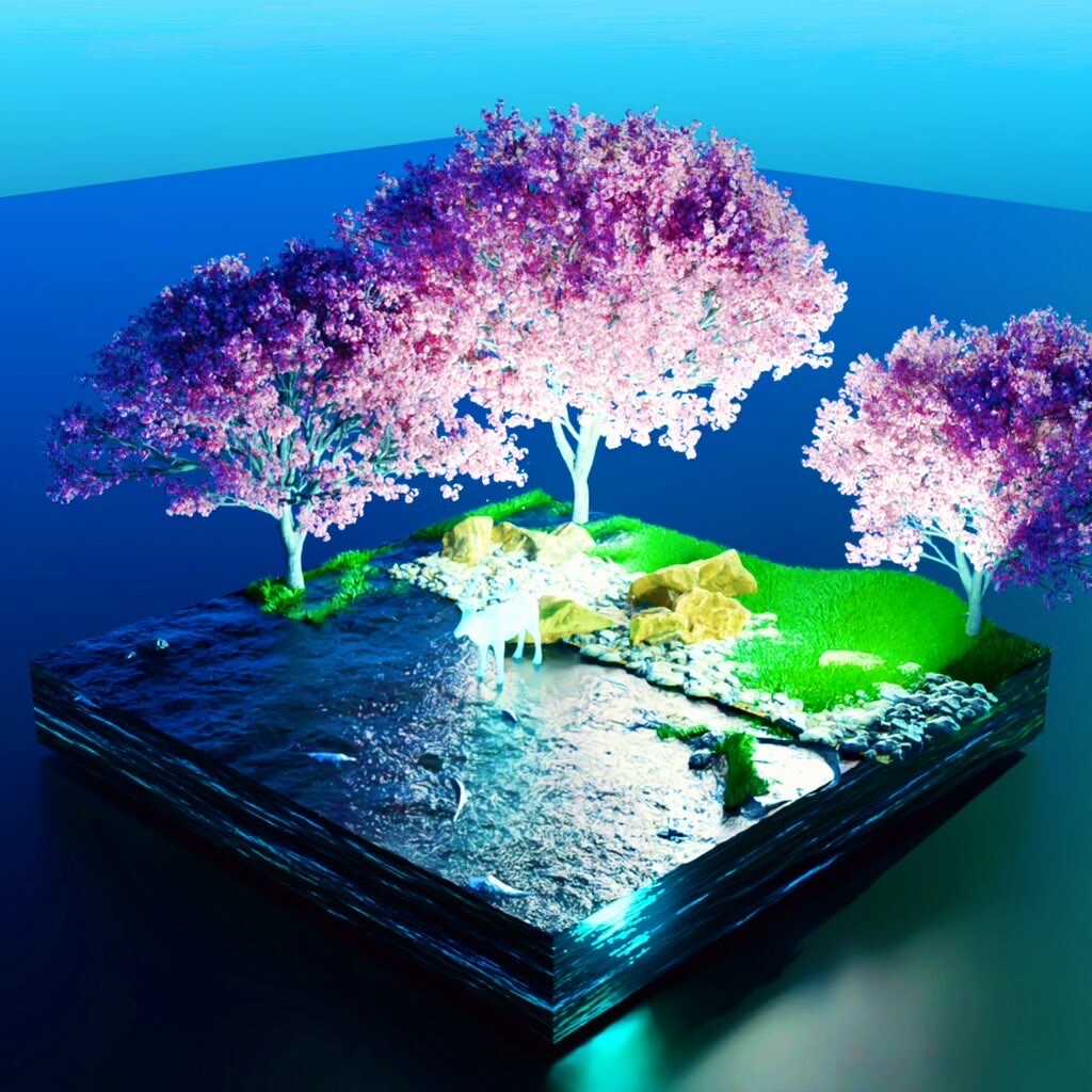 ArtStation - Dear with Cherry Blossoms