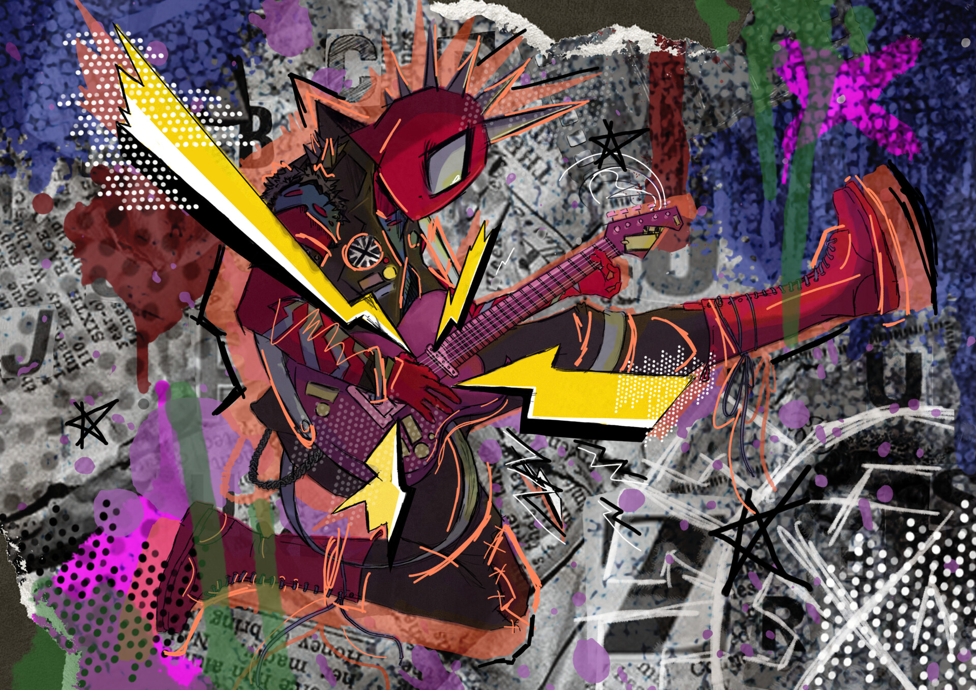 ArtStation - Hobie Brown - Spider Punk - Spiderman Across the Spider Verse