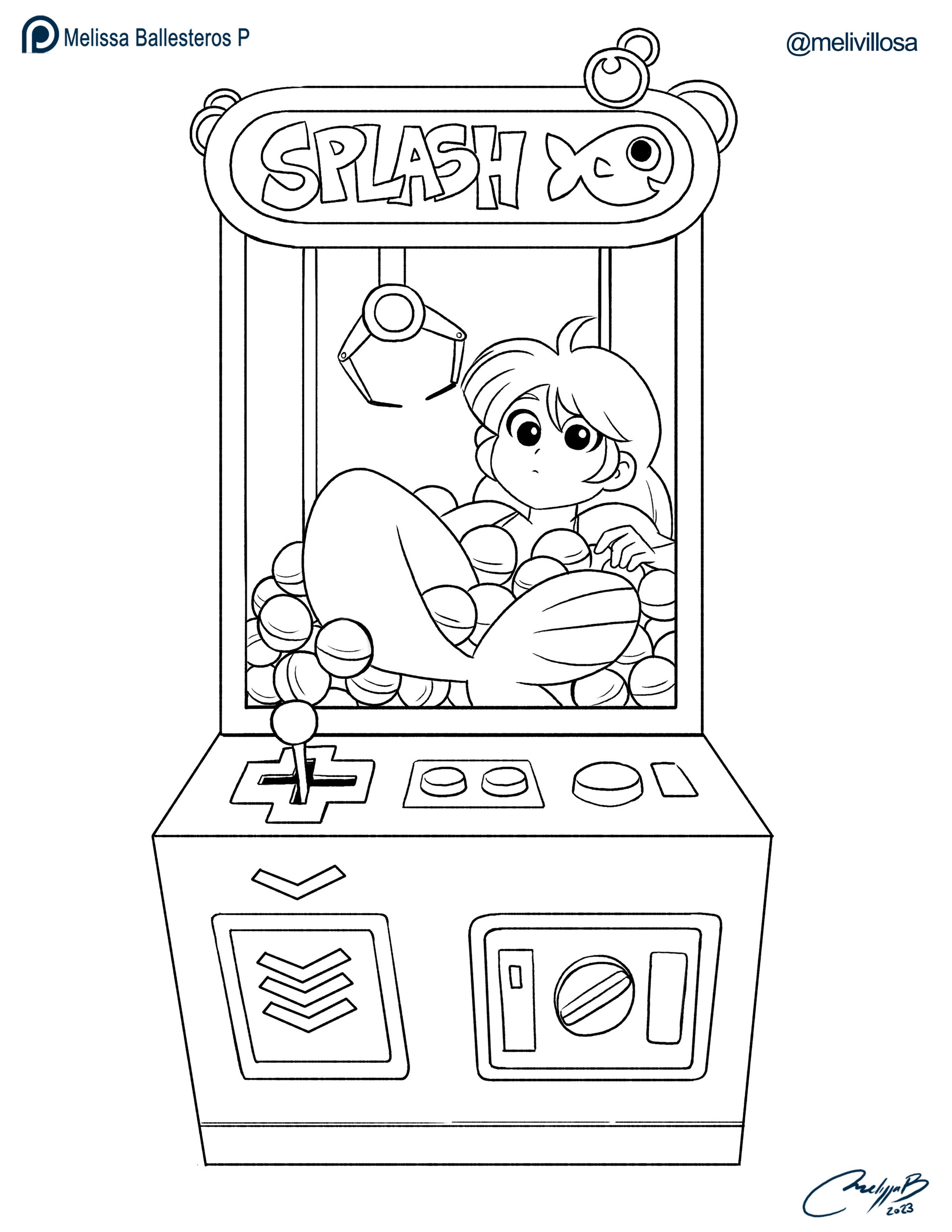 cat claw machine coloring page