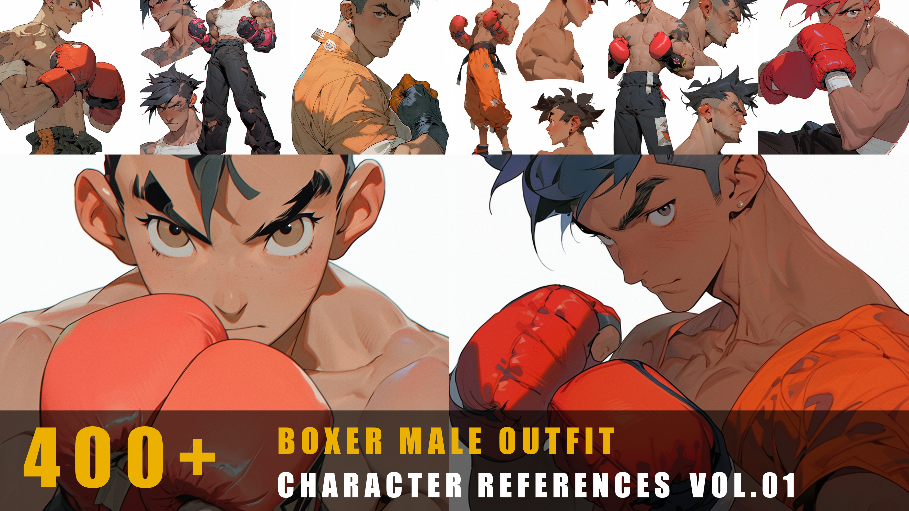 WaterLaw's Studio - 400+ Boxer Male Outfit - Character References Vol.01