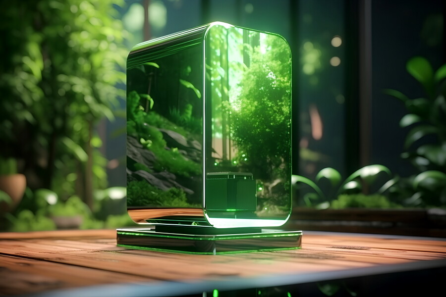 ArtStation - Computer, Reflection of the Future with Green Technology for advertising