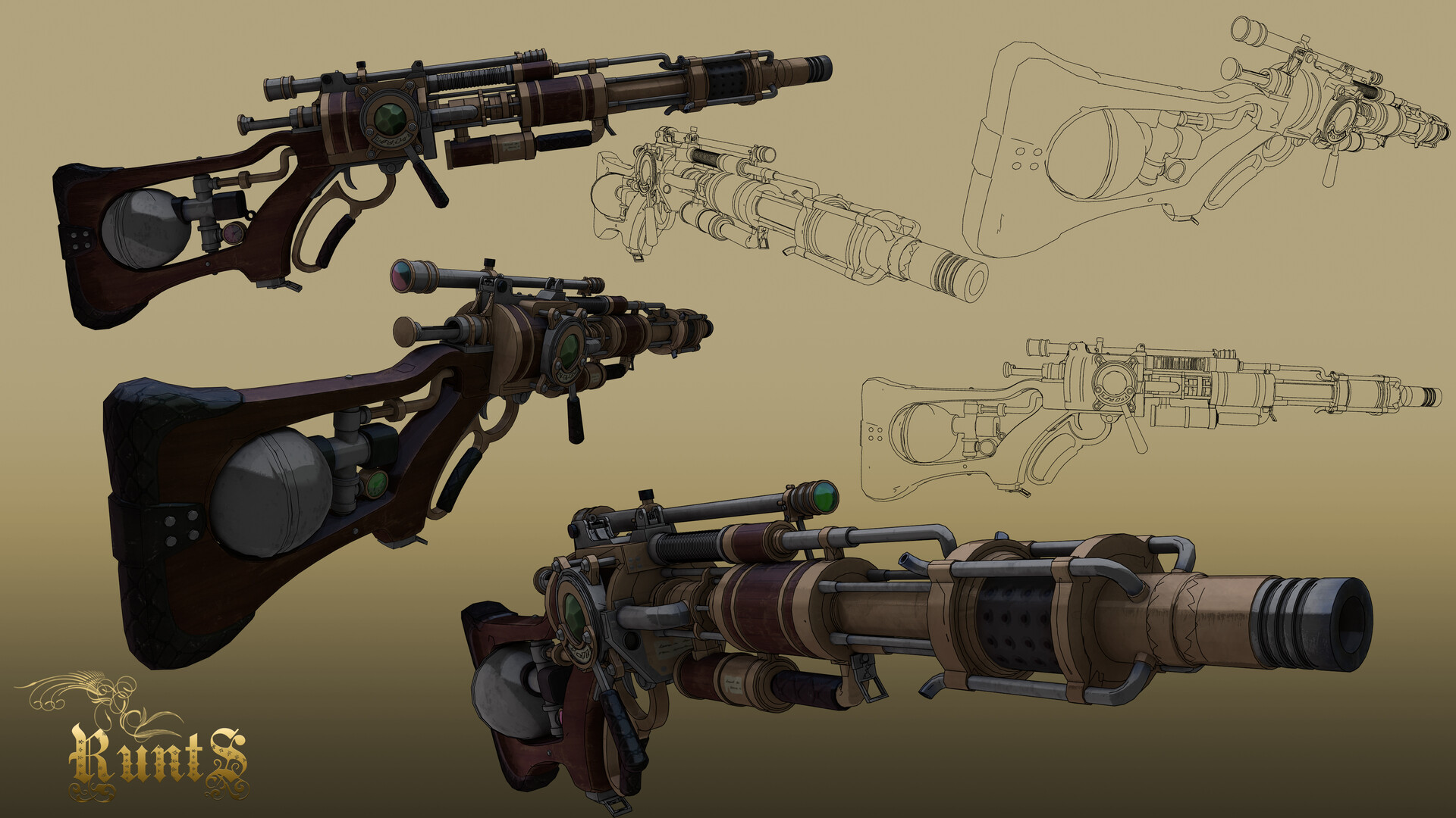 ArtStation - Ak REtro Steampunk Gun