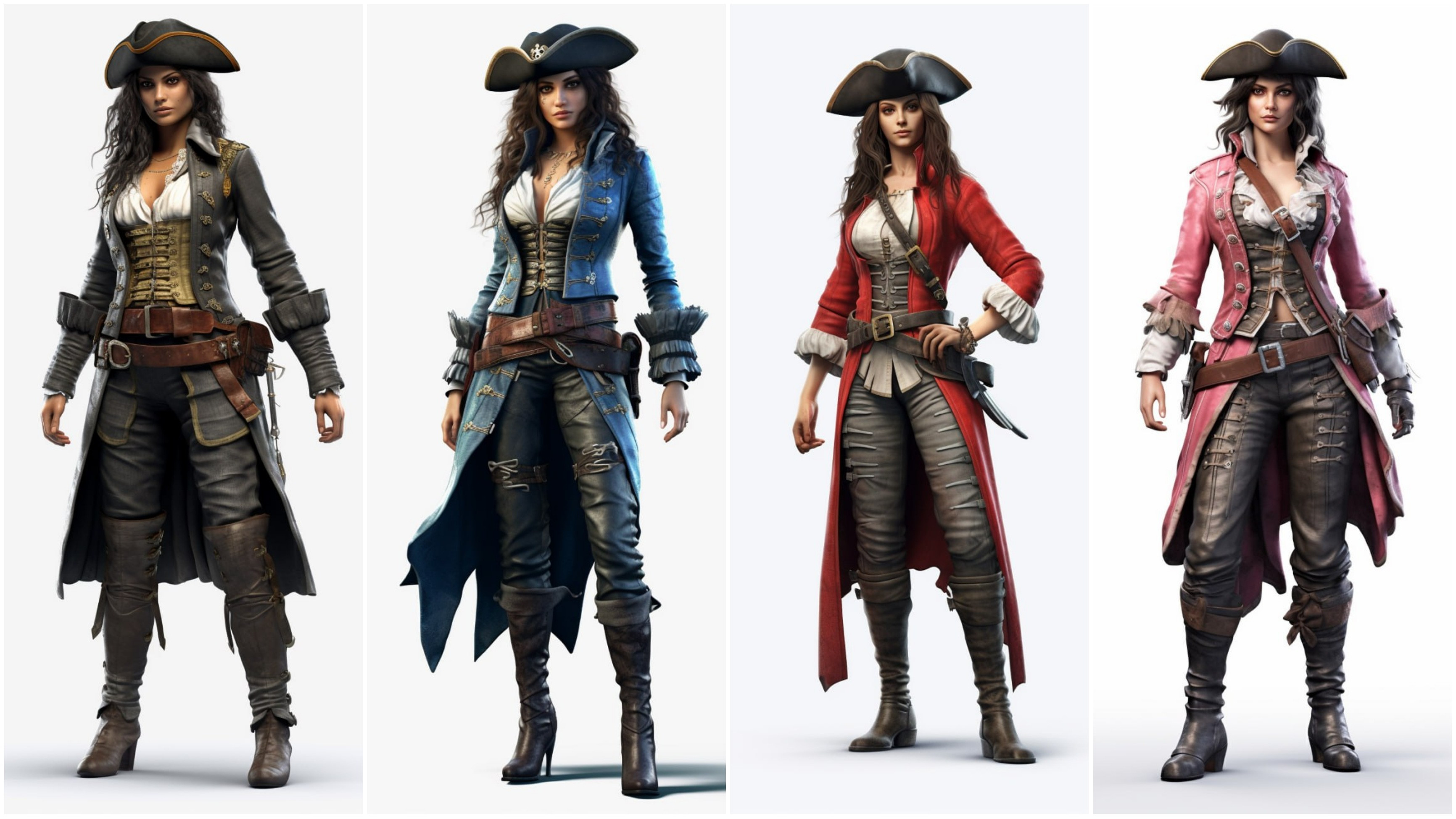 Concept Art - +200 Female Pirates Character Concept (4k)