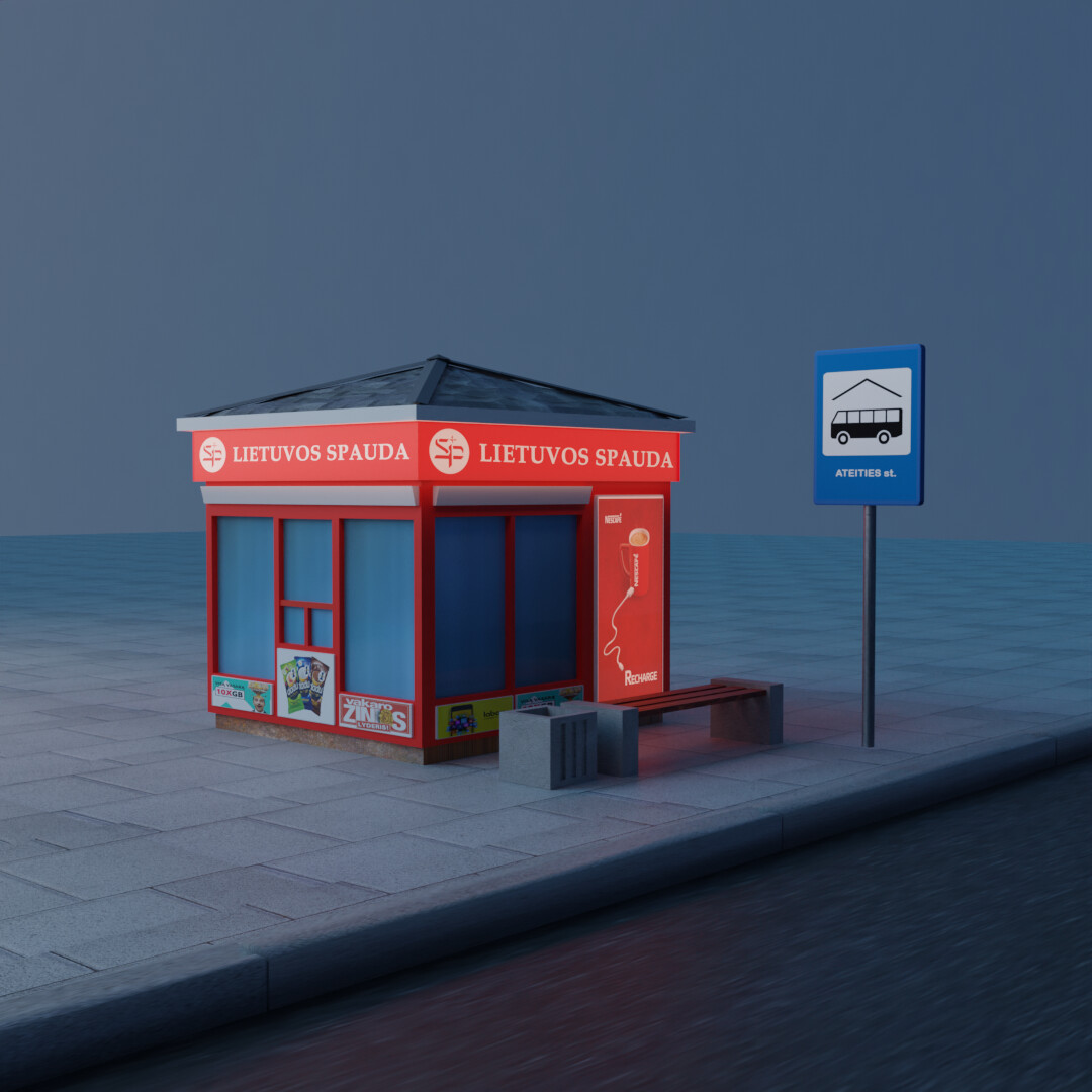 ArtStation - Newspaper kiosk LIETUVOS SPAUDA 3D model