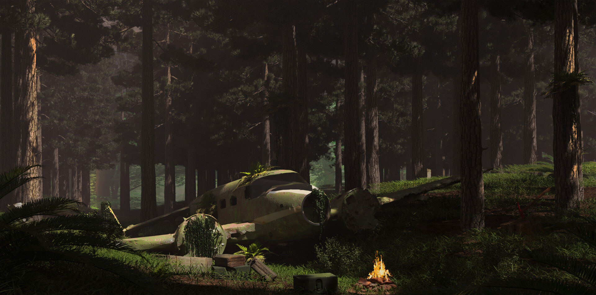 ArtStation - crashed plane