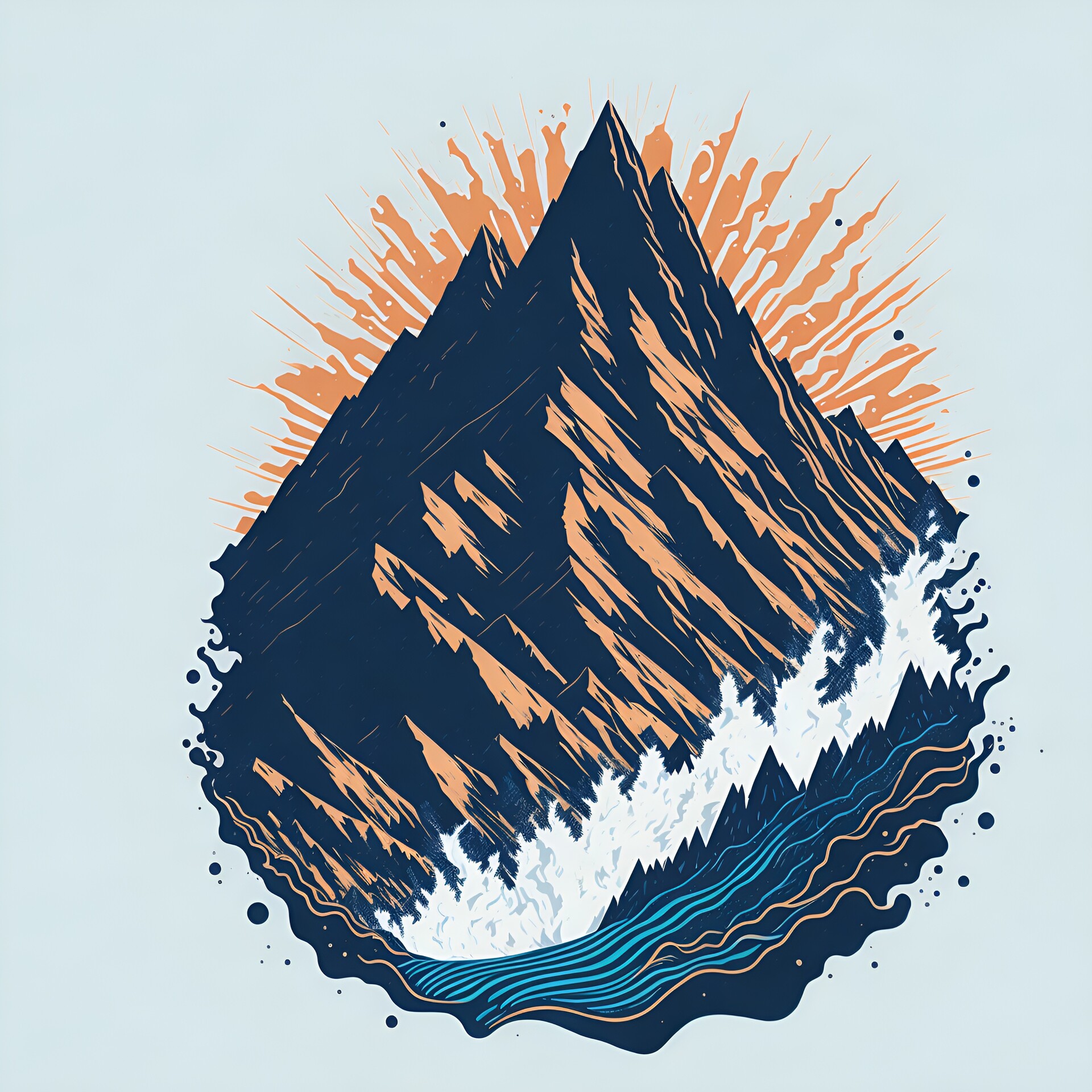 ArtStation - Mountain Splash: Retro Flat Design Delights!