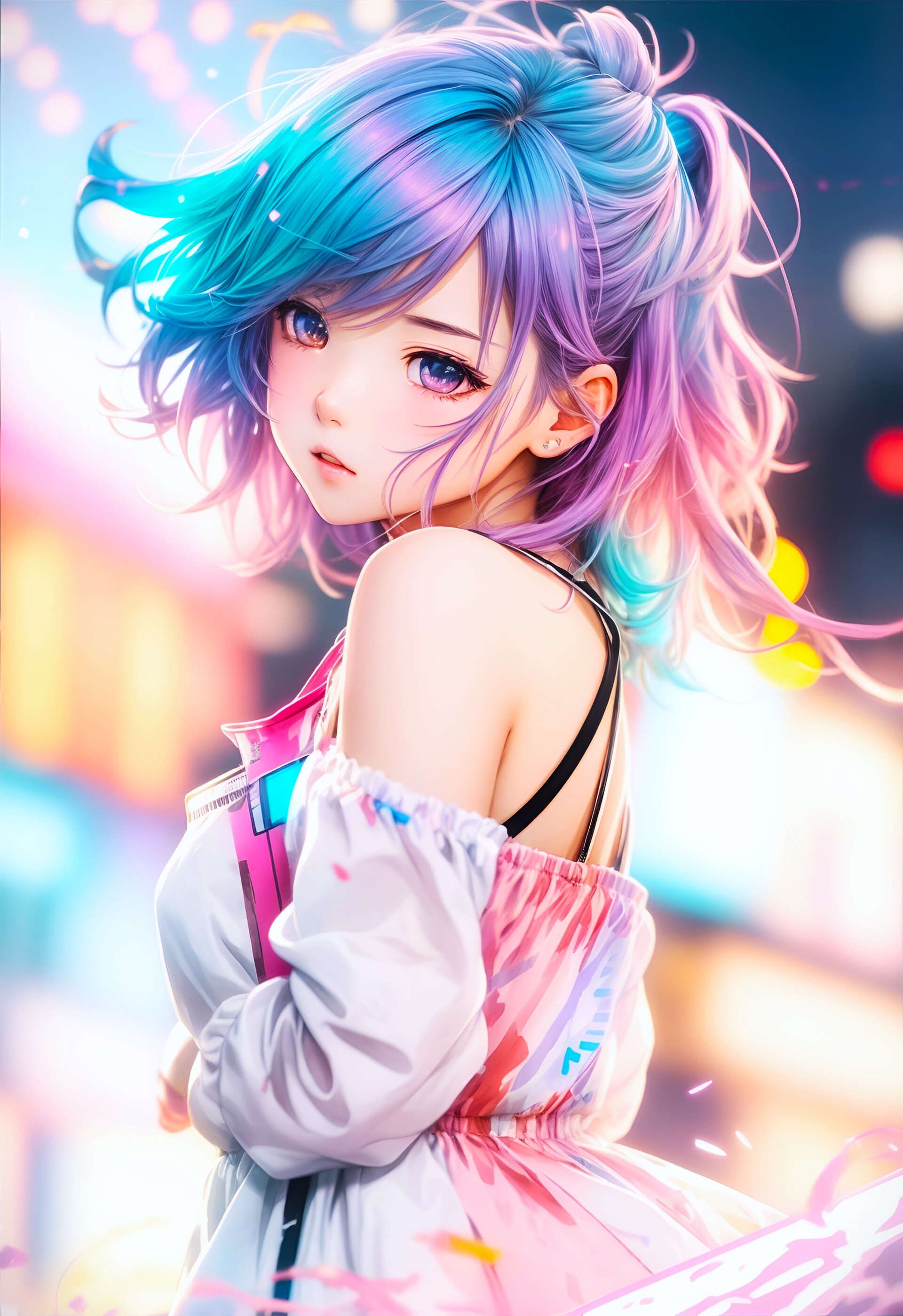 ArtStation - 2 Pics of Colorfull girl Illustration