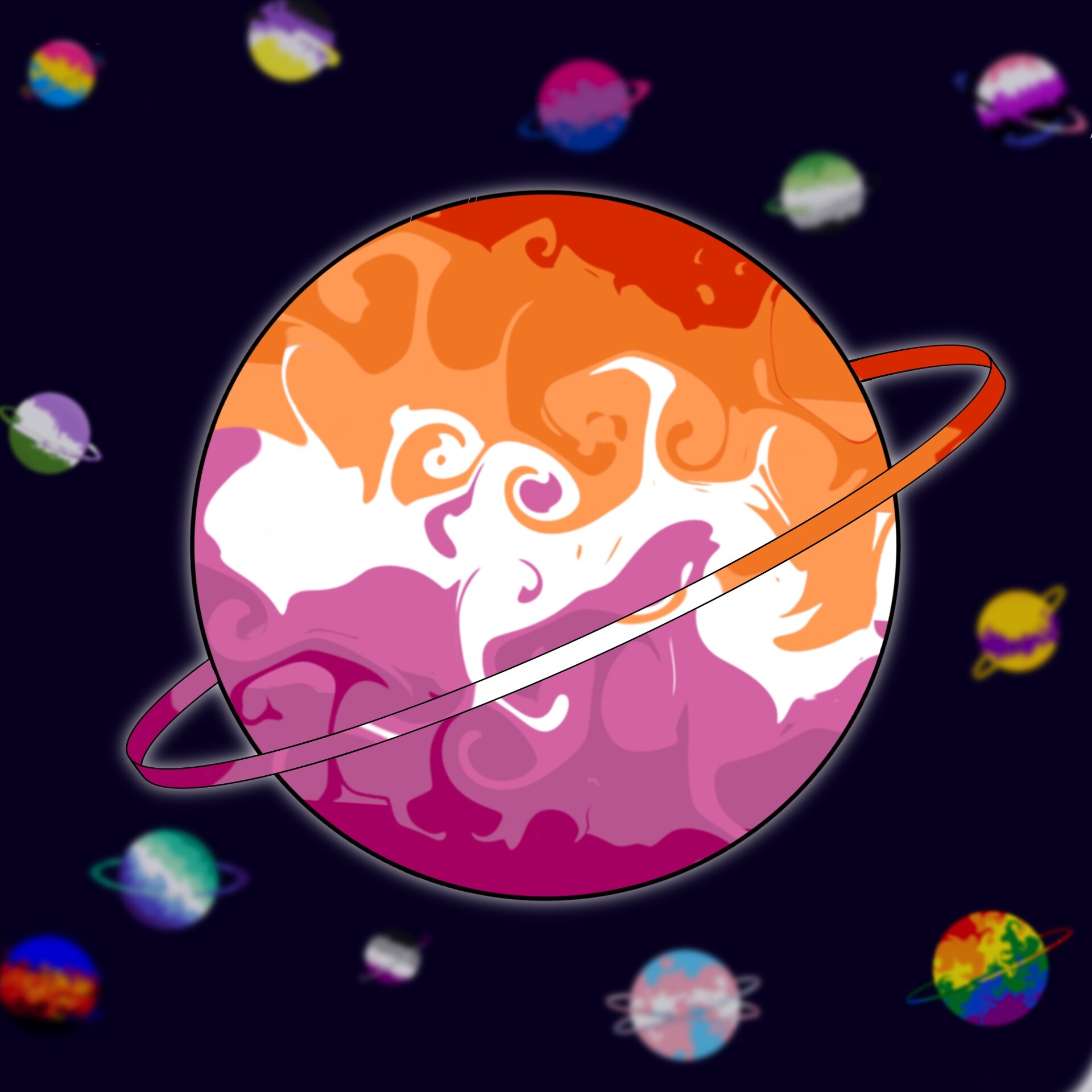 ArtStation - Pride planet：Lesbian