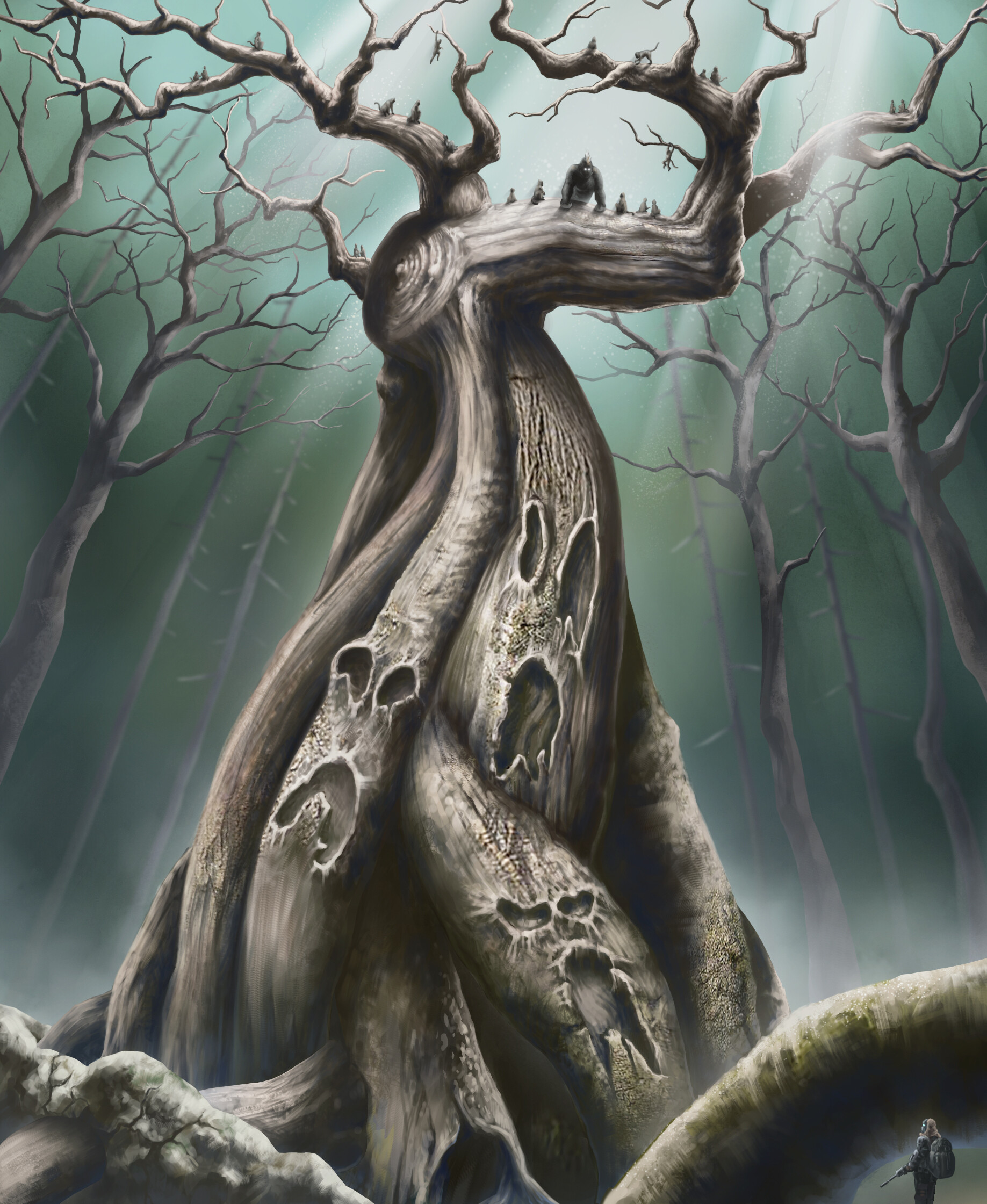ArtStation - The ape living in the strange tree.