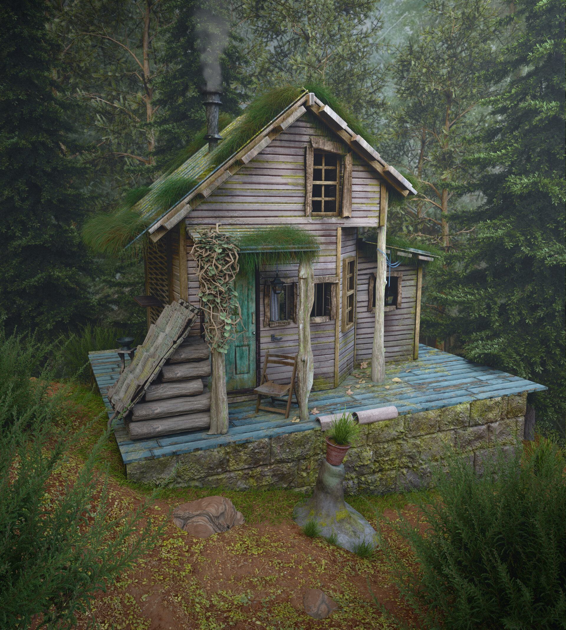 ArtStation - Forest Hut Scene_Dev