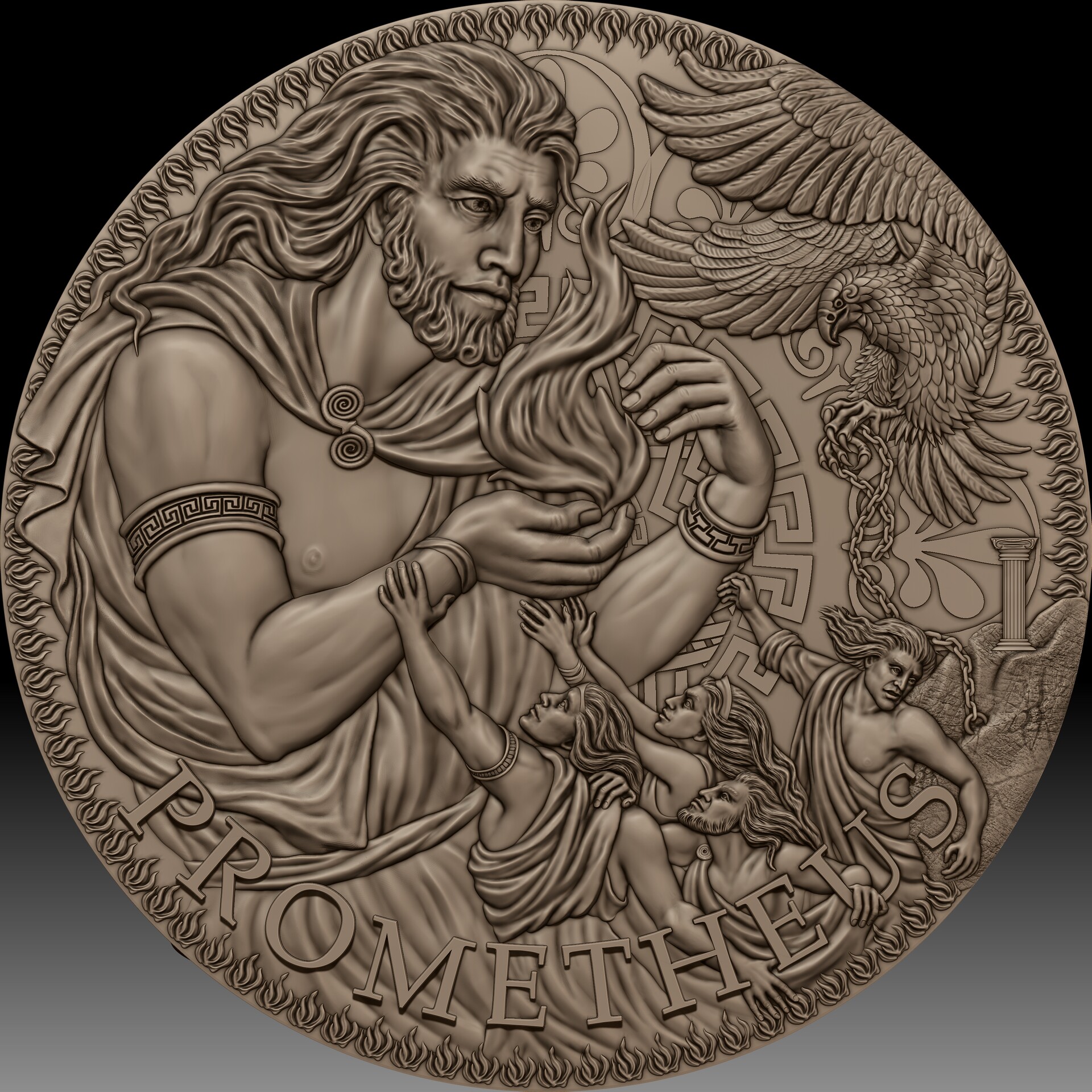 ArtStation - High-relief coin Prometheus