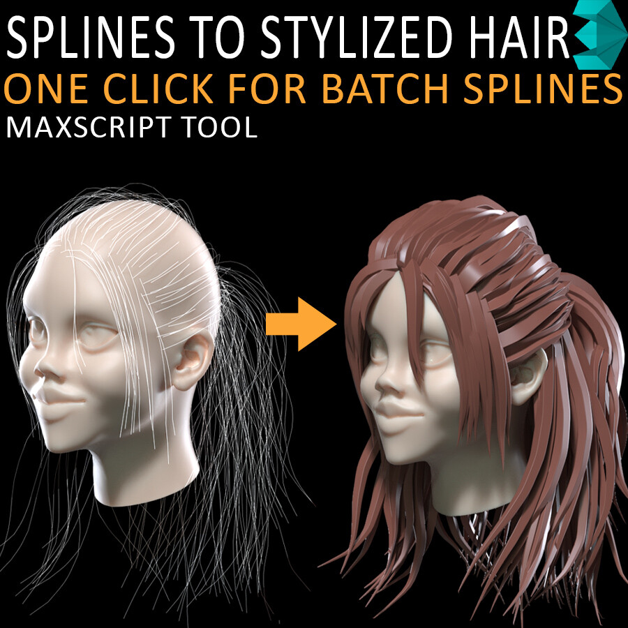 ArtStation - Spline to Stylized Hair script