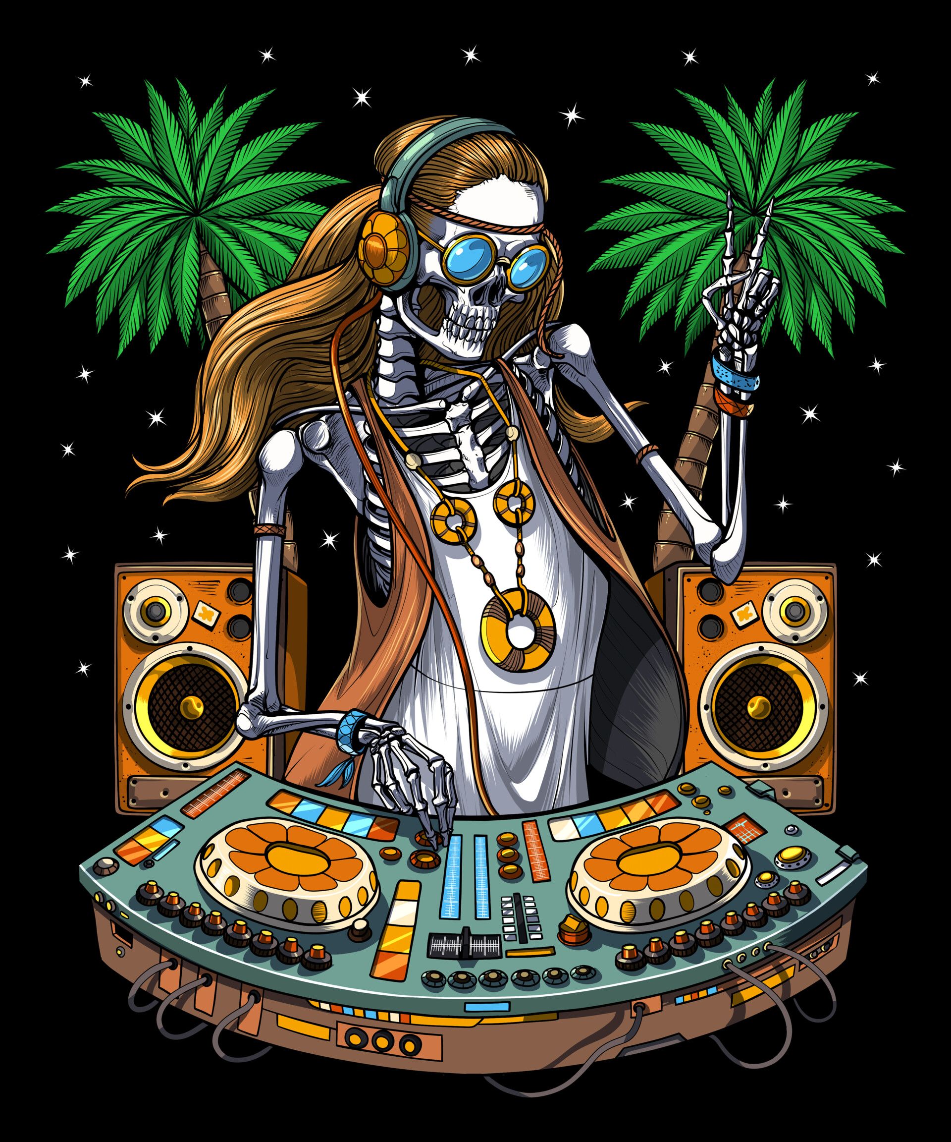 ArtStation - Skeleton Hippie Music DJ
