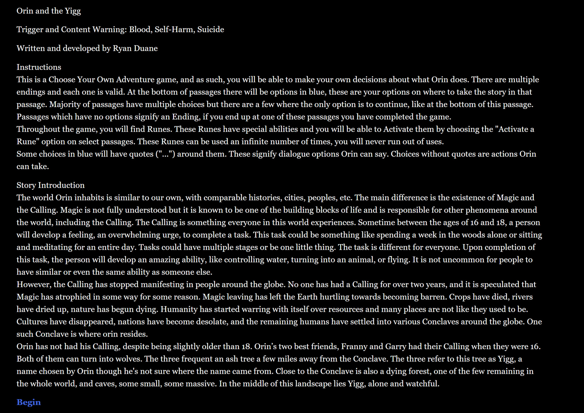 Ryan Duane - Orin and the Yigg - A Choose Your Own Adventure Story