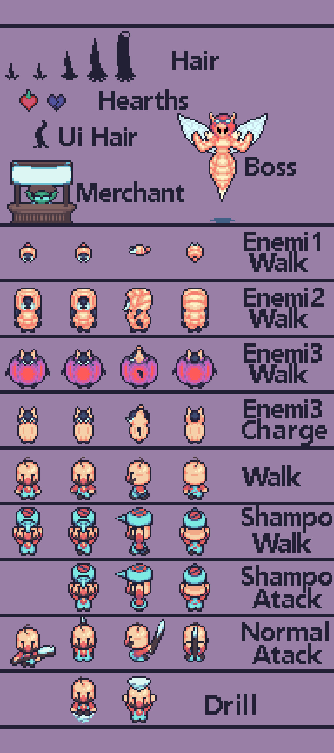ArtStation - GGJ23 Hair we go sprites