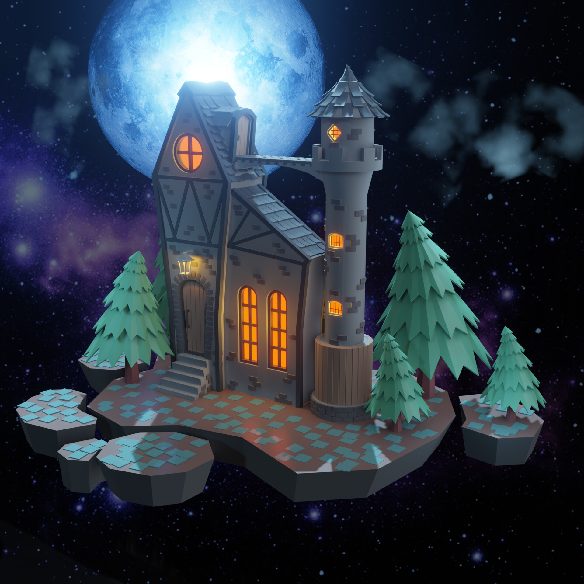 ArtStation - Castle Stylized | Learning in Blender