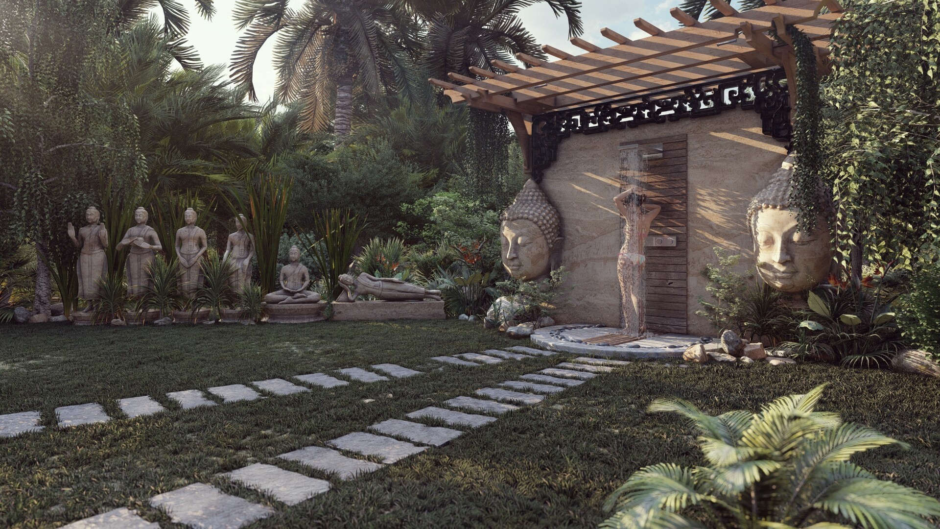 ArtStation - Garden with Outdoor Shower