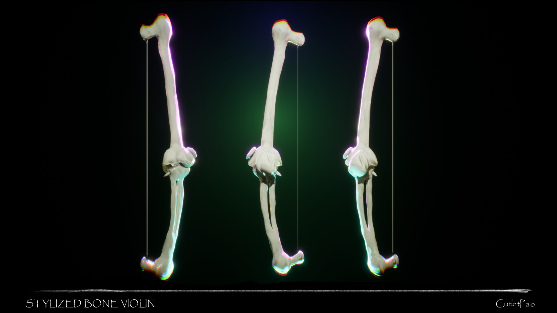 CutletPao - Hand-Painted, Stylized Bone Violin