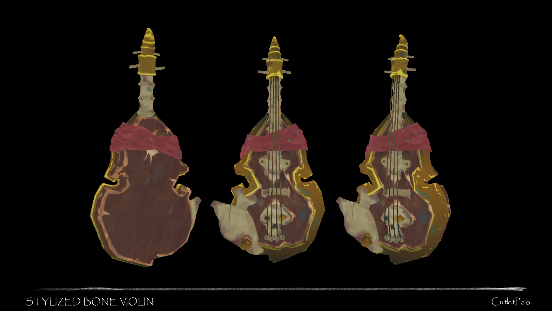 CutletPao - Hand-Painted, Stylized Bone Violin