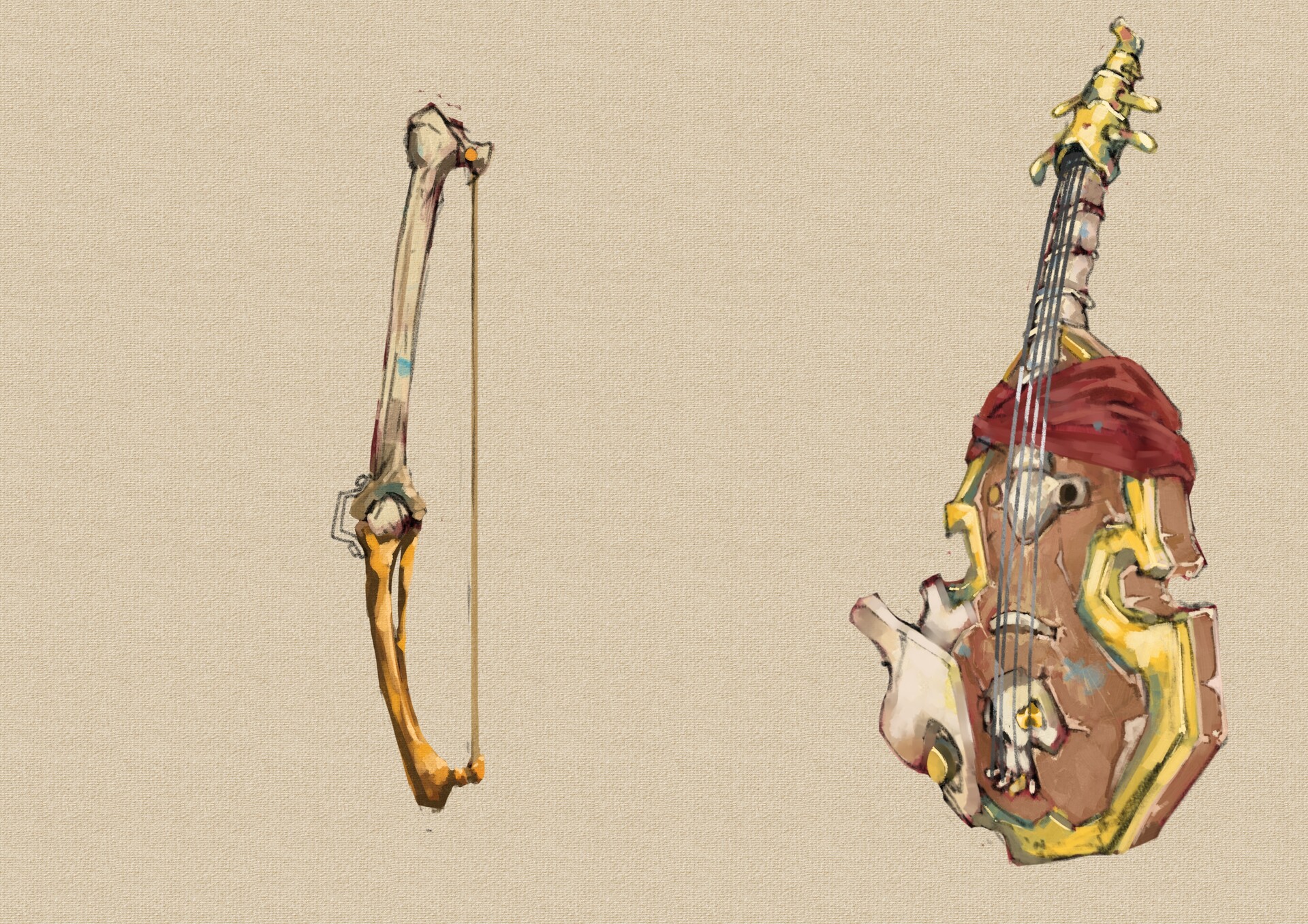 CutletPao - Hand-Painted, Stylized Bone Violin