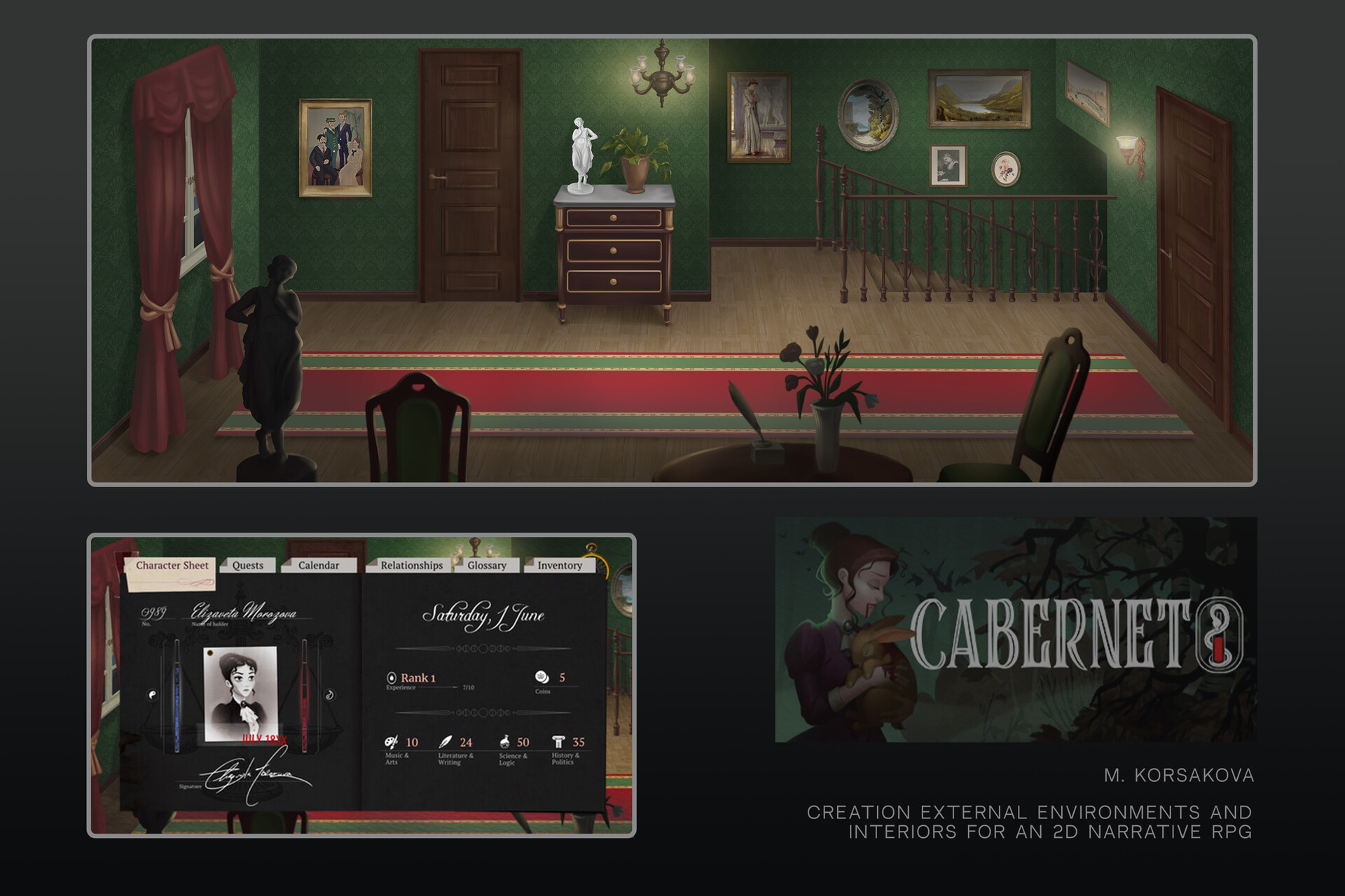 ArtStation - Enviroment and interiors for 2d narrative rpg game Cabernet