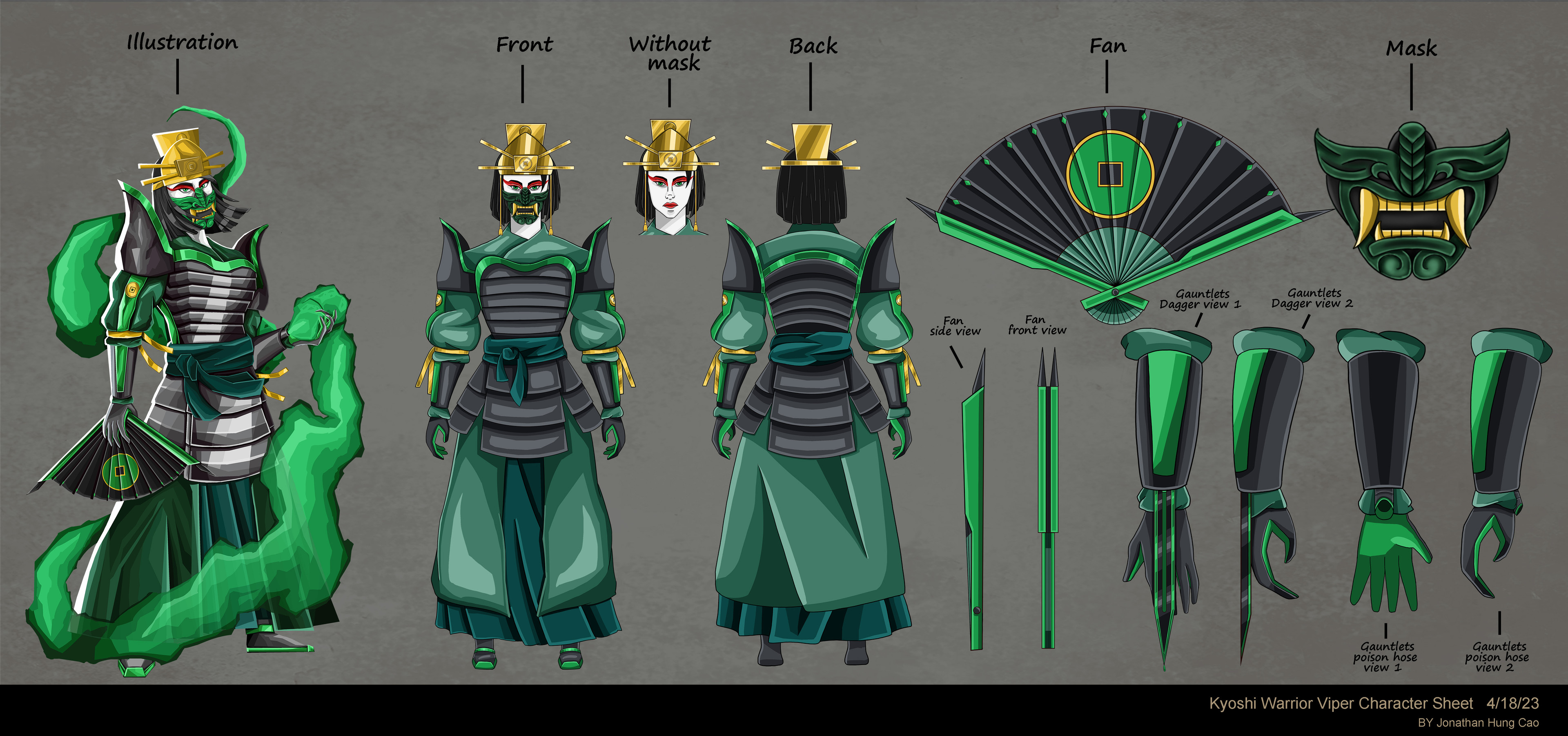 Jonathan Hung Cao - Kyoshi Warrior Viper Illustration/Sheet