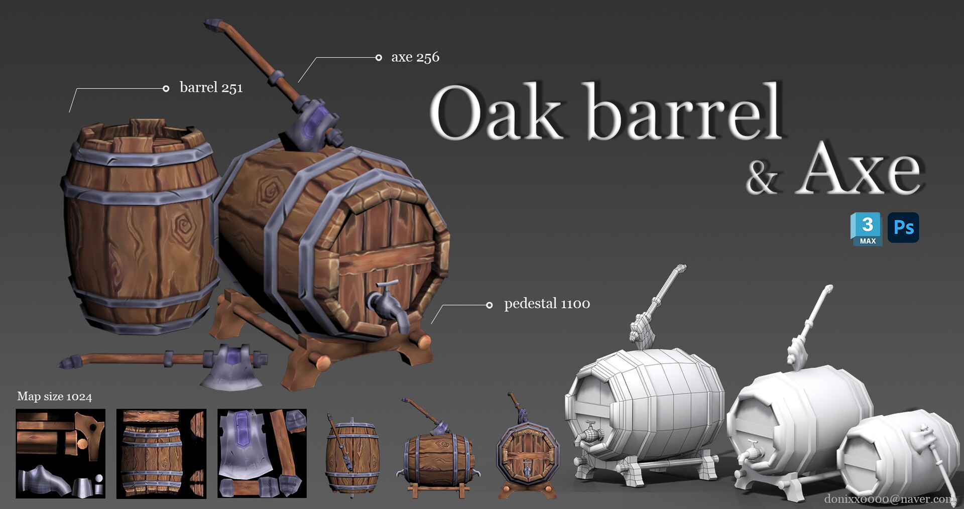 ArtStation - oak barrel and axe