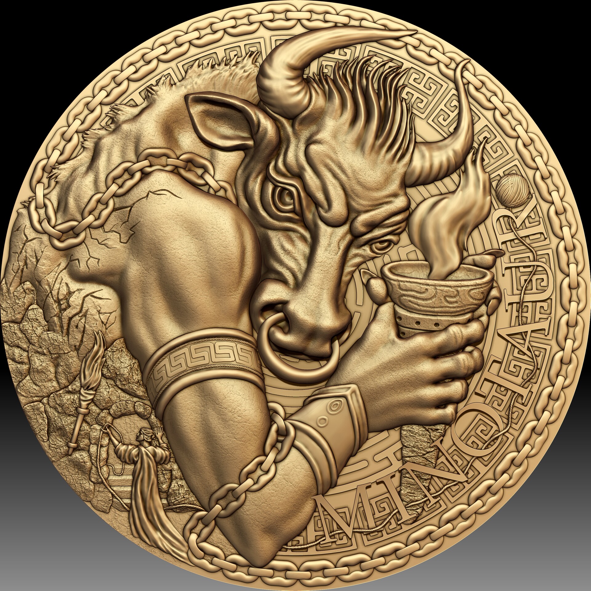 ArtStation - Minotaur high-relief coin