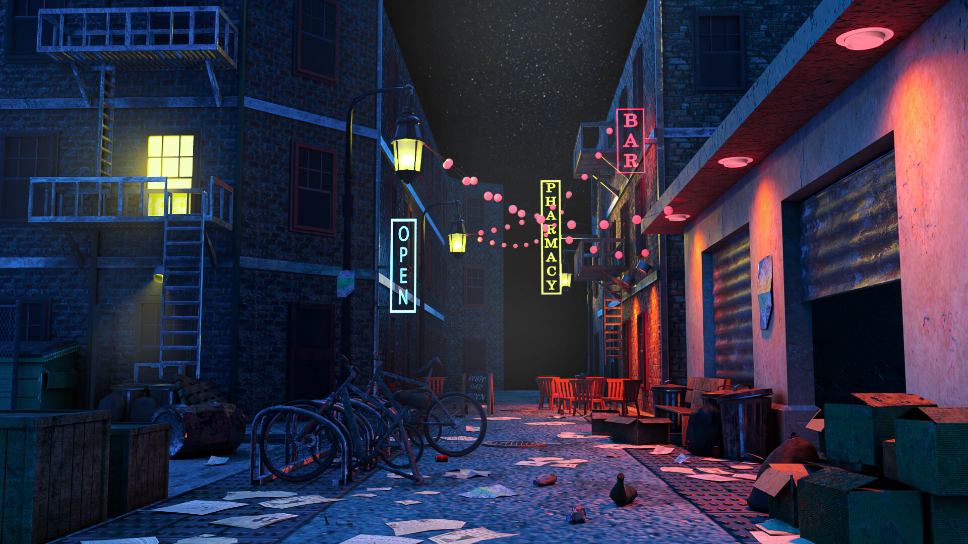 ArtStation - Street Alley Theme Game Background