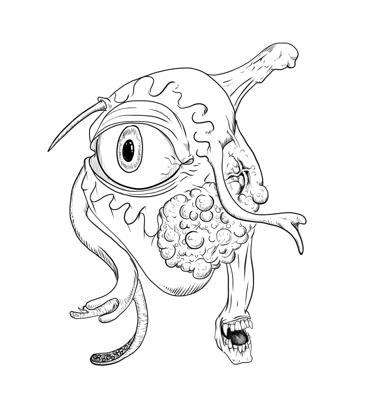 one eye monster coloring page