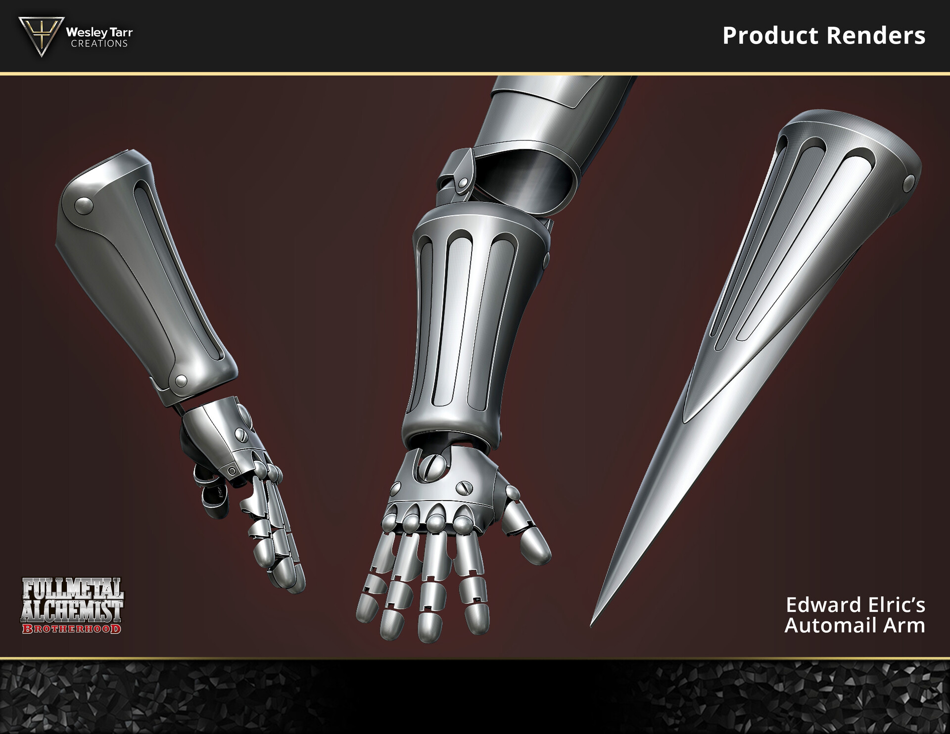 Wesley Tarr Creations - Edward Elric Automail Arm 3D Print Files