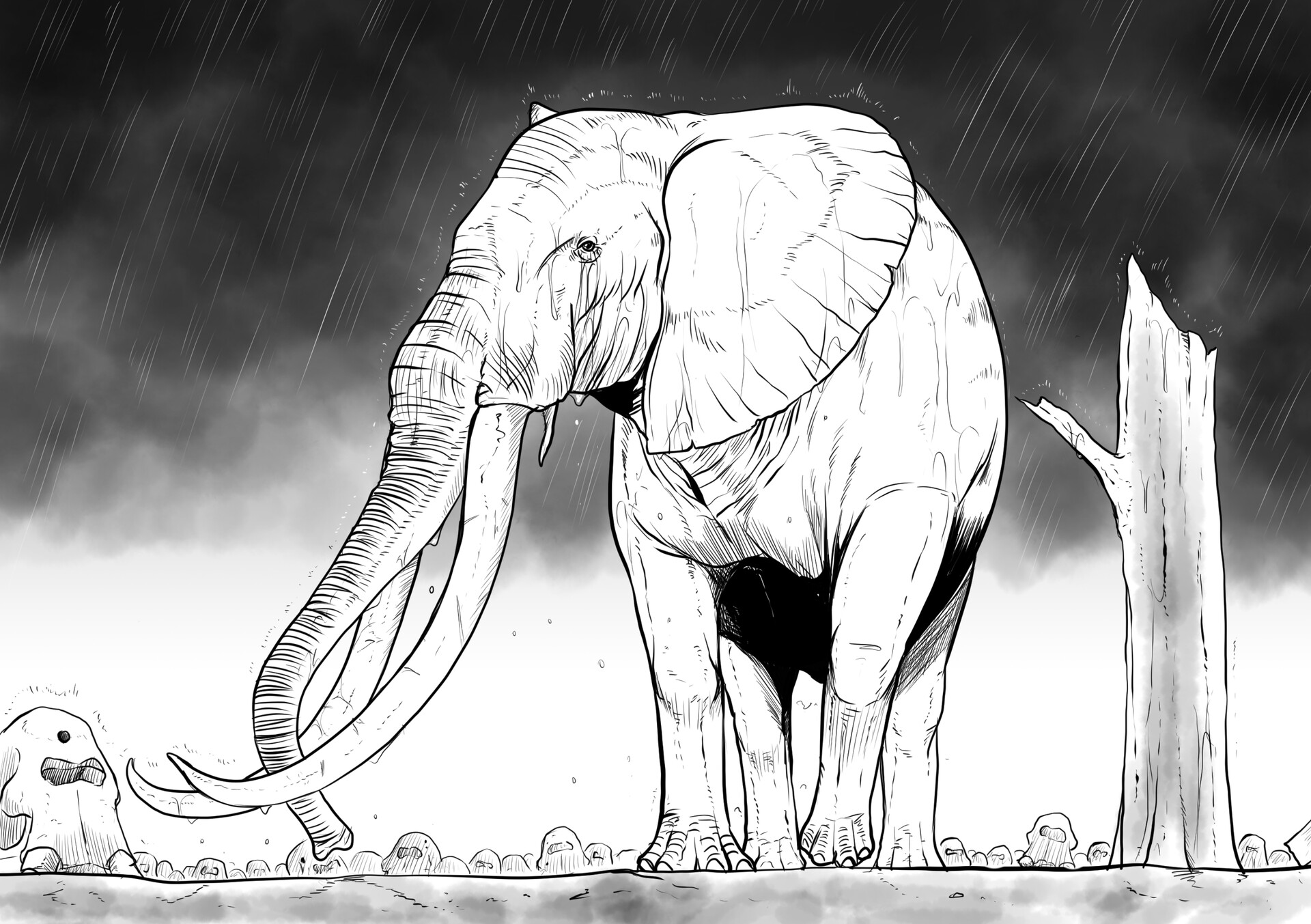 how to draw manga elephant