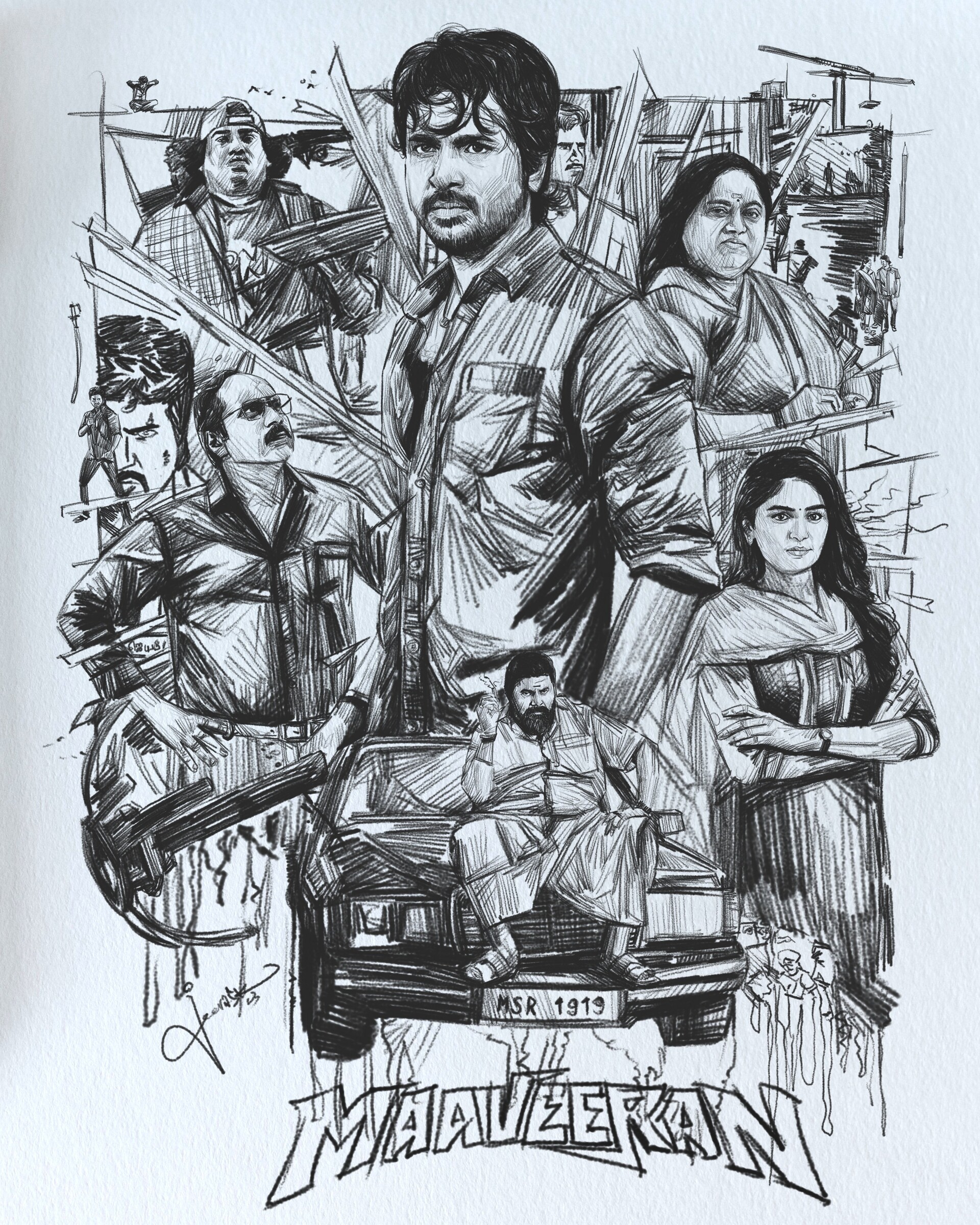 ArtStation - Maaveeran Movie Pencil Sketch 2023 Siva Karthikeyan/ Aditi ...