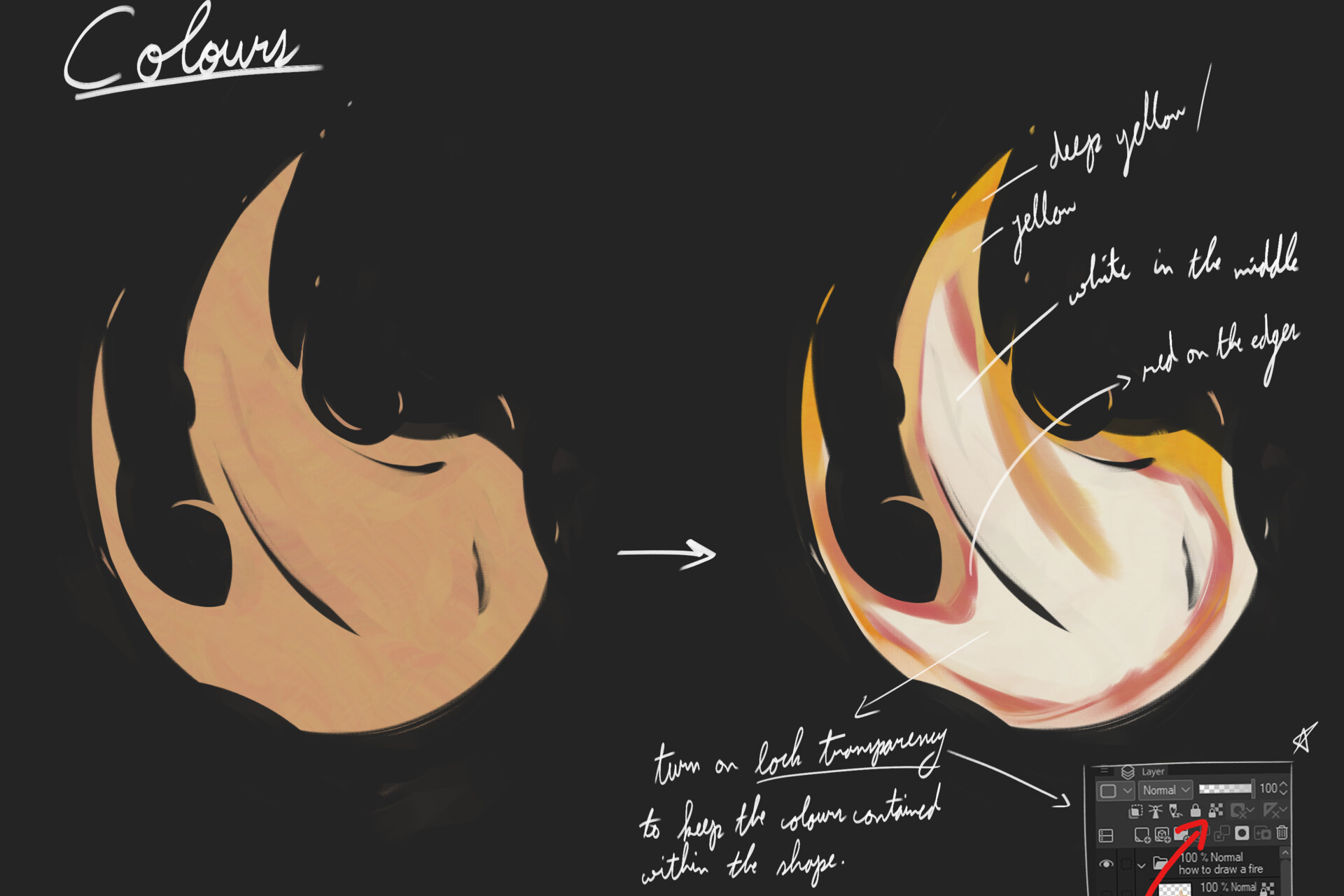 how to draw fire digital art