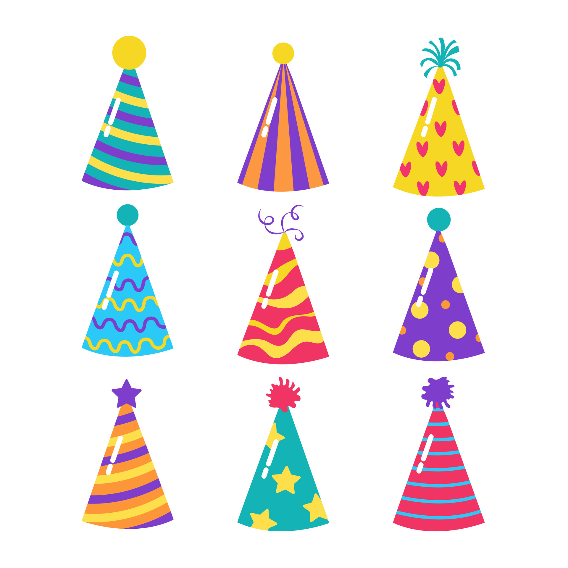 ArtStation - Set of colored birthday hats isolated on a white background