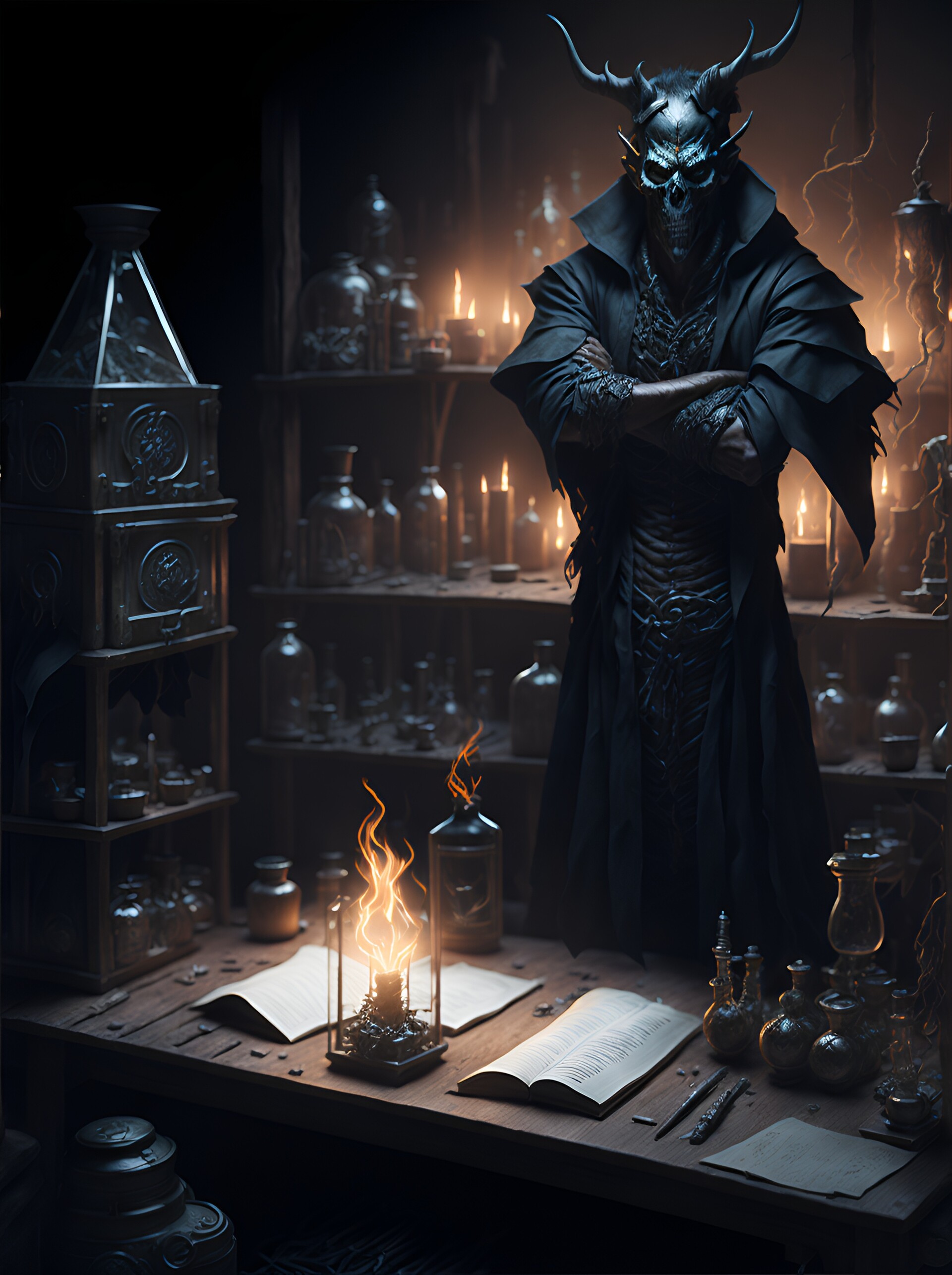 ArtStation - A hybrid demon creature conducting alchemy experiments