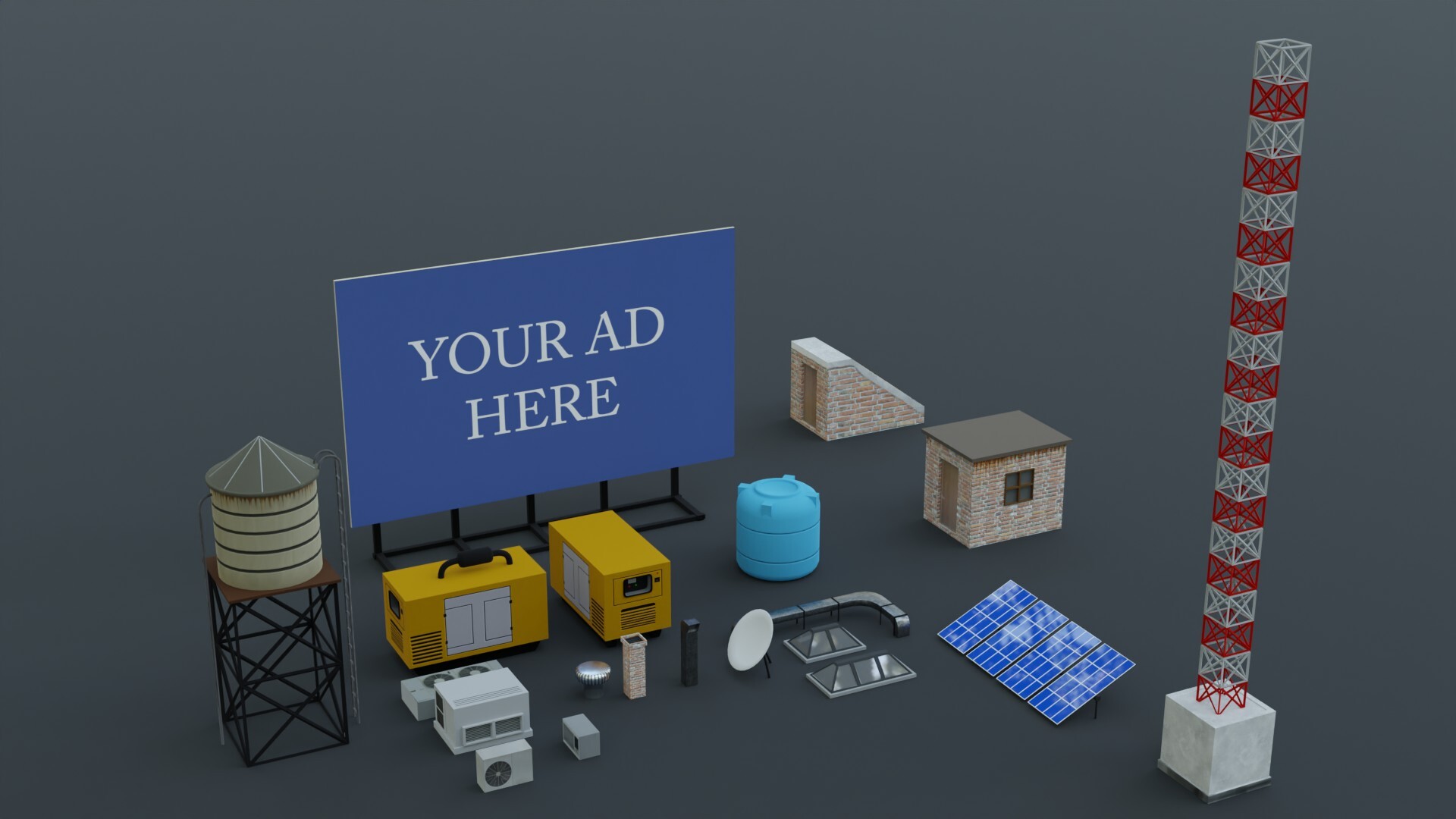 ArtStation - Roof top Props - Low Poly - Game Ready - PBR