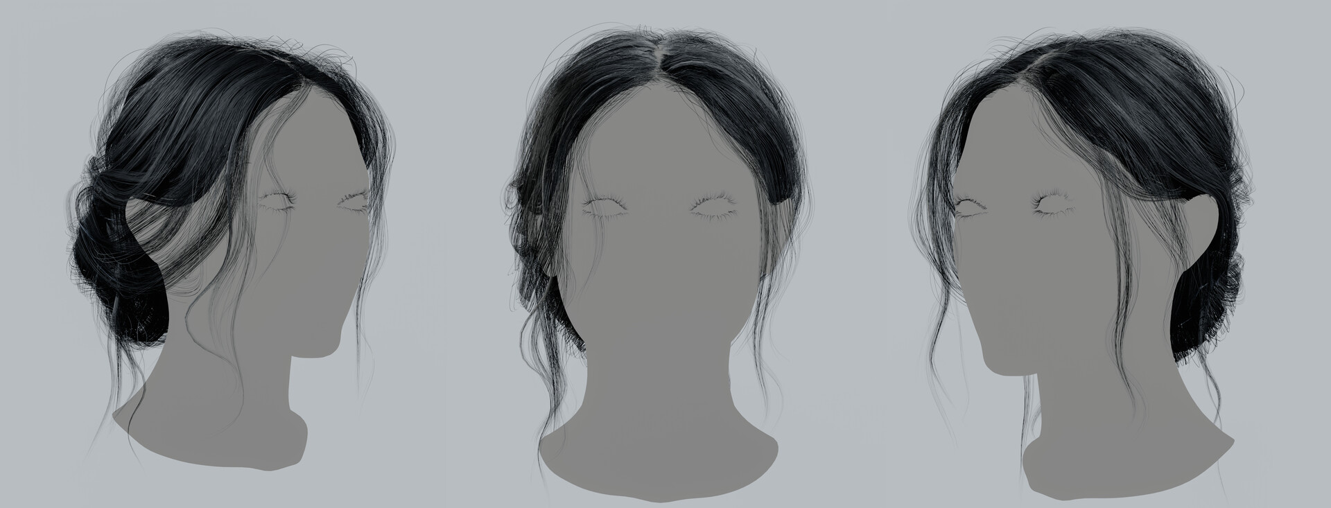 how to draw a ponytail from the front