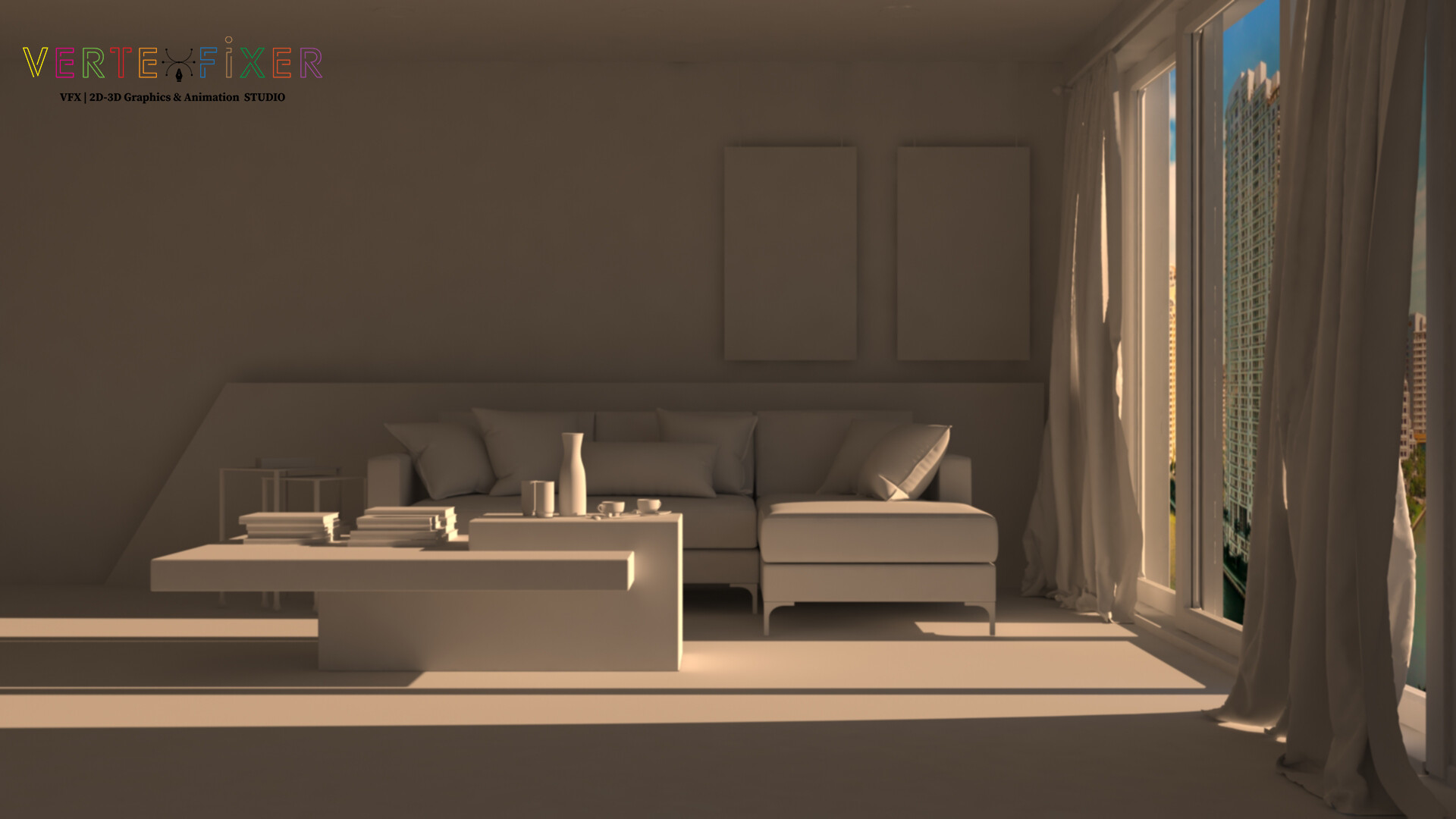 Vertex Fixer - 3D Room with City View