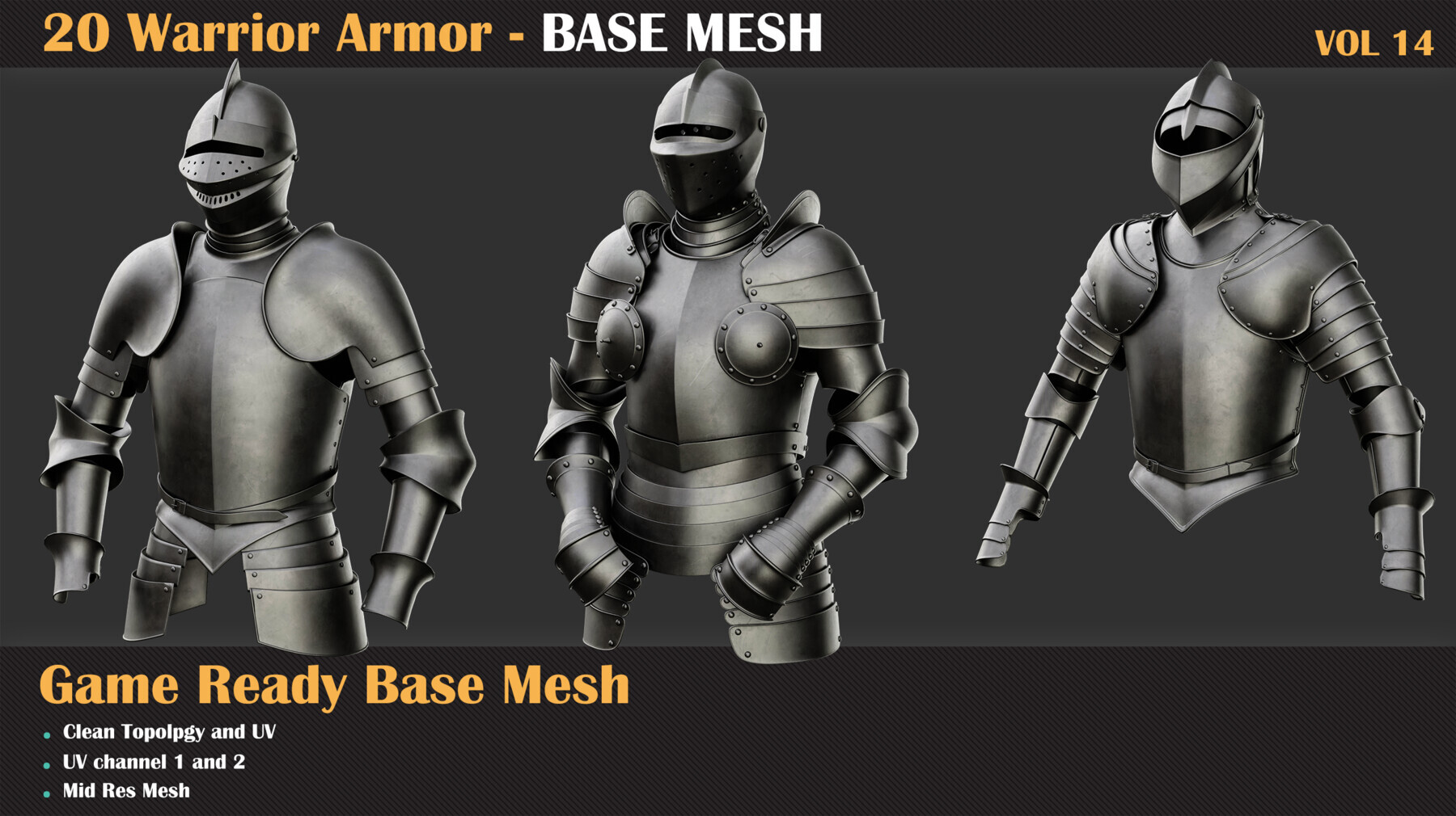 Milad Kambari - 20 Warrior Armor BASE MESH - VOL 14
