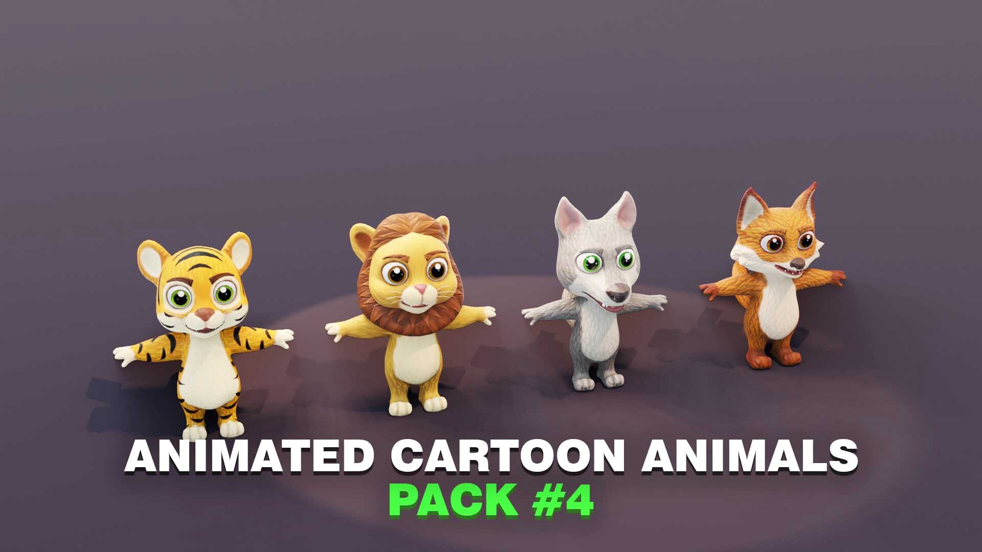 ArtStation - Animated Cartoon Animals 3D Models Pack #4