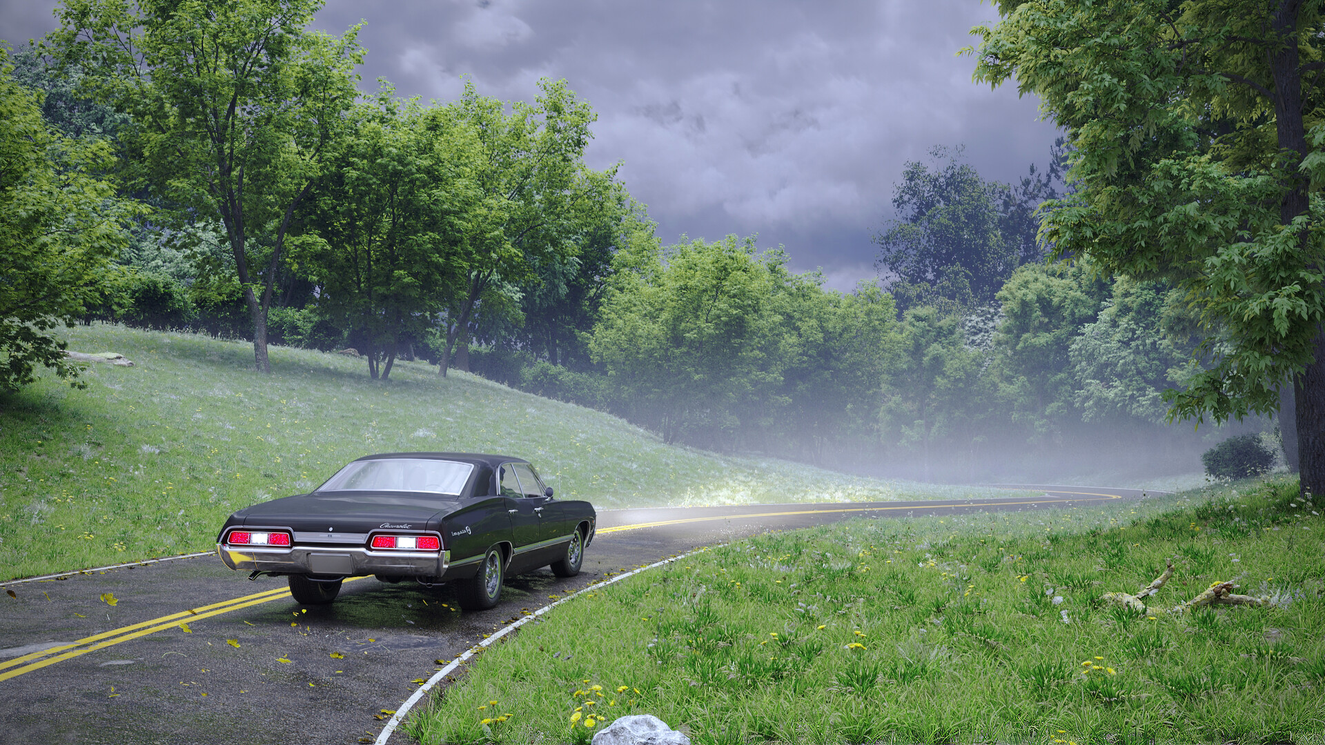 ArtStation - Car in forest